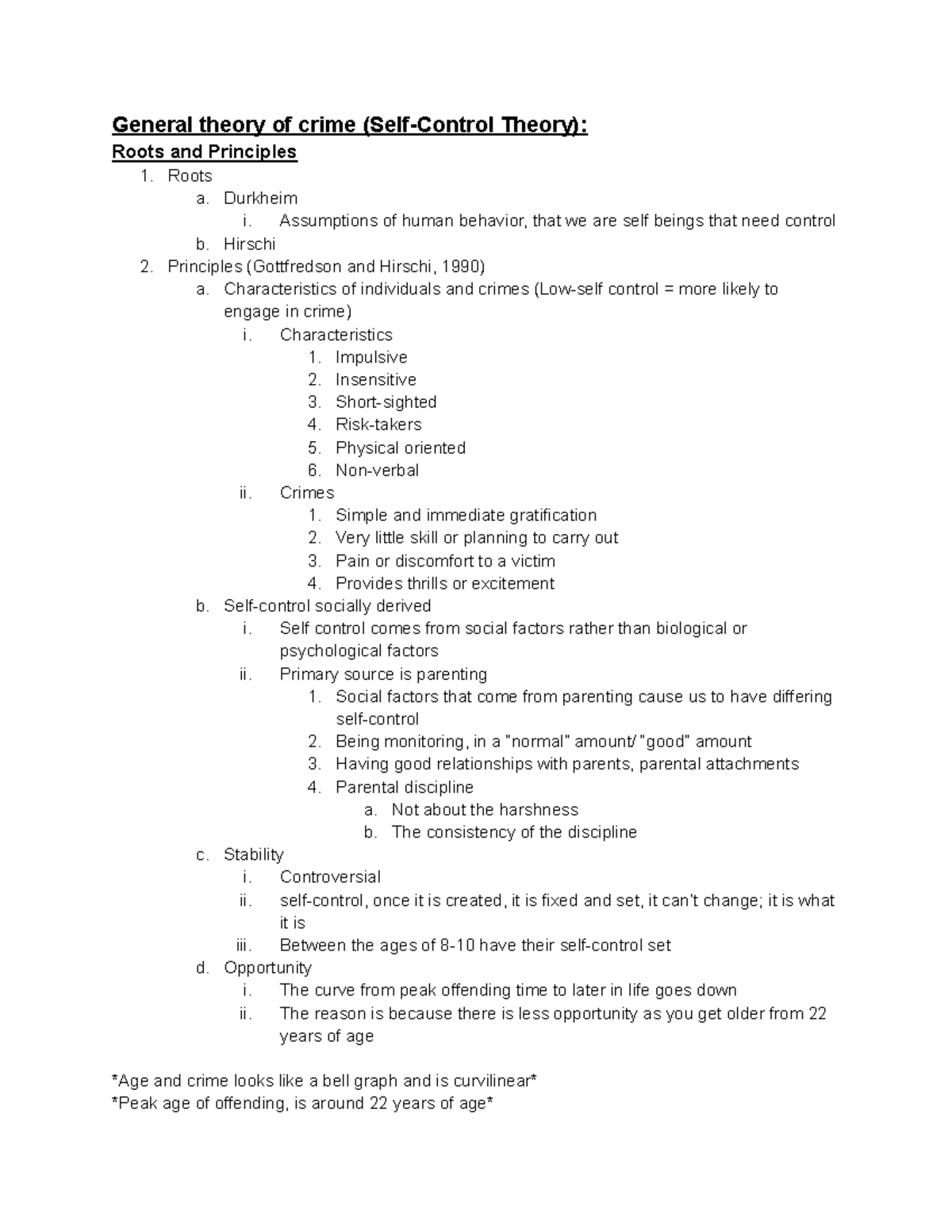 CJC 102 Unit 4 Lecture 5 - General theory of crime (Self-Control Theory ...