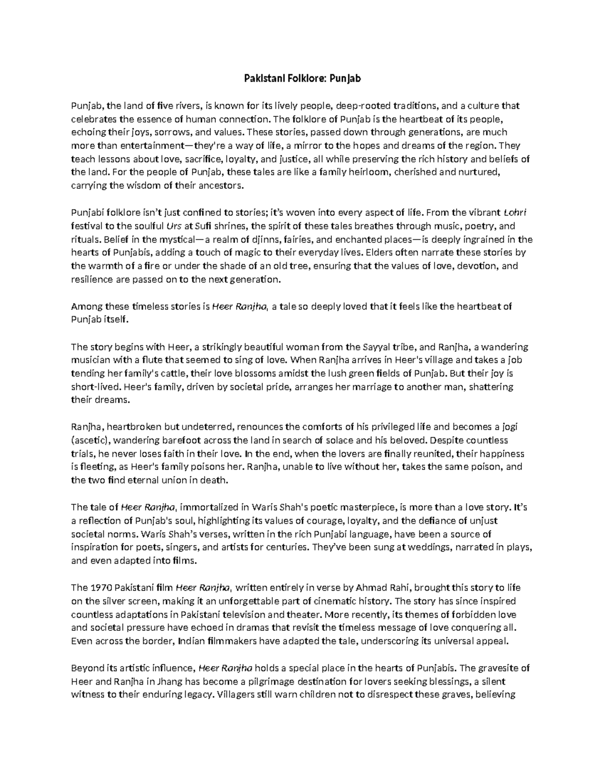 Pakistani Folklore - Noted - Pakistani Folklore: Punjab Punjab, the ...