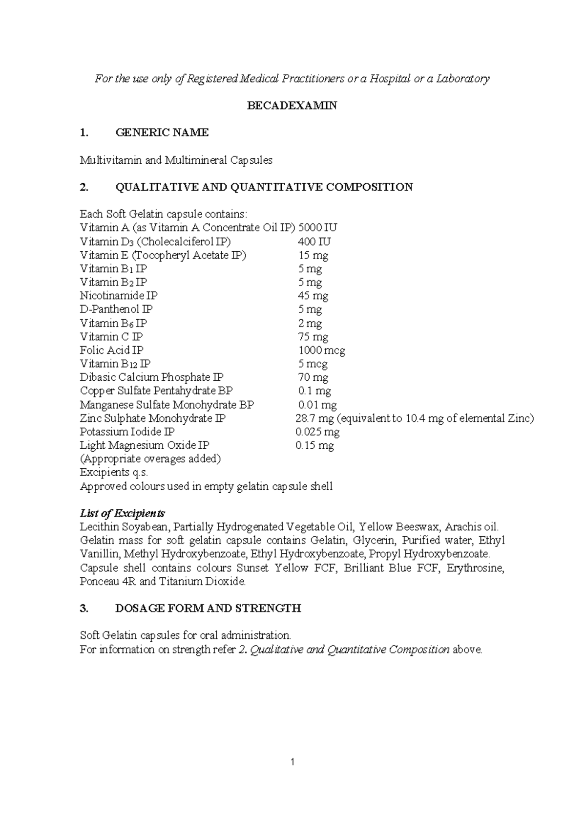 Becadexamin - Essential - For the use only of Registered Medical ...