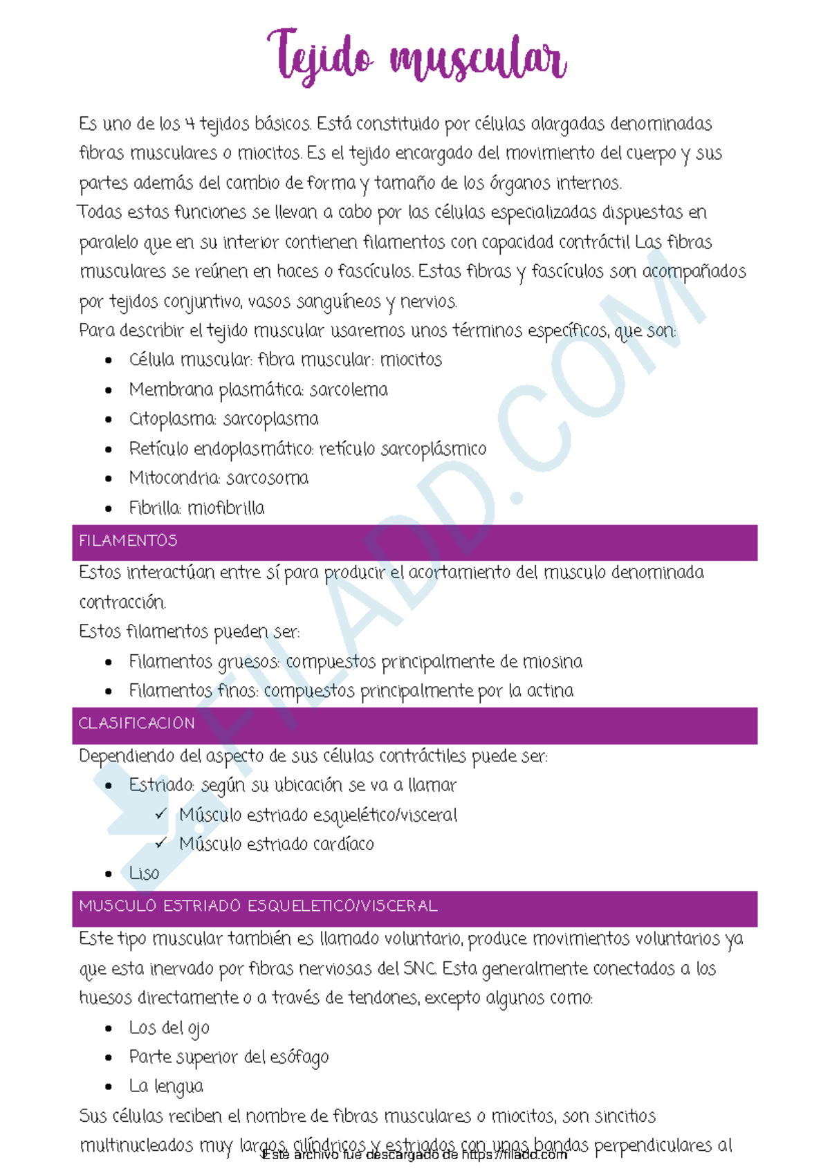 Histologia completo - Es uno de los 4 tejidos básicos. Está constituido ...