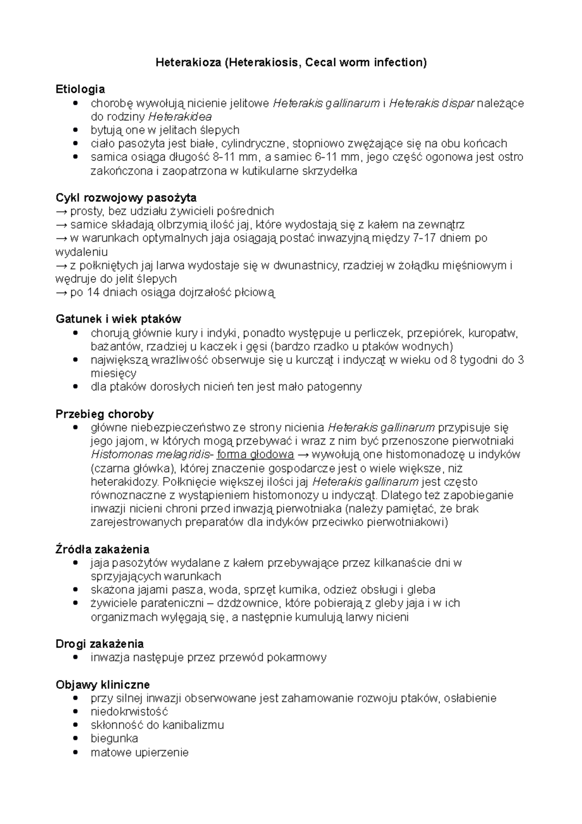 Inwazja Heterakis u ptaków - Heterakioza (Heterakiosis, Cecal worm ...