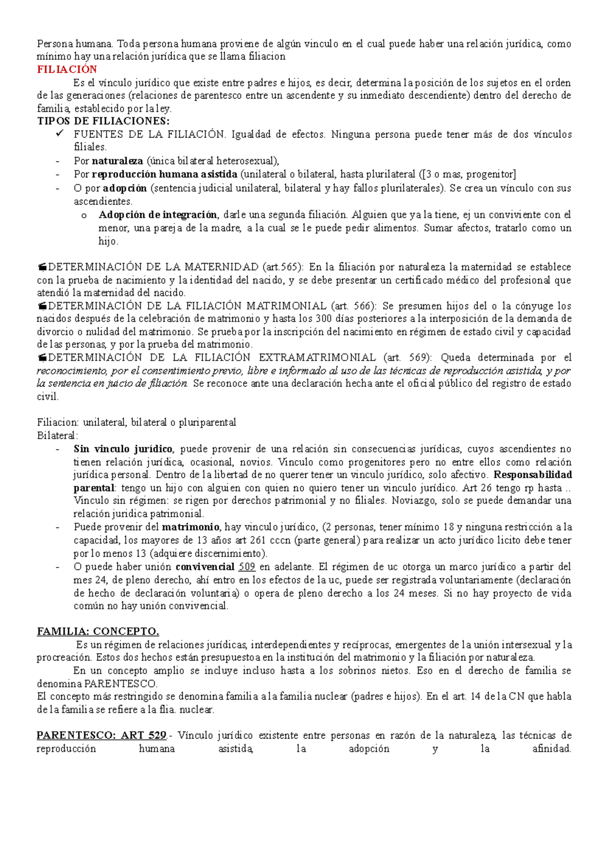 Resumen Familia PAO Parcial - Persona humana. Toda persona humana ...