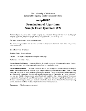 COMP10002 - Melbourne - Foundations Of Algorithms - Studocu