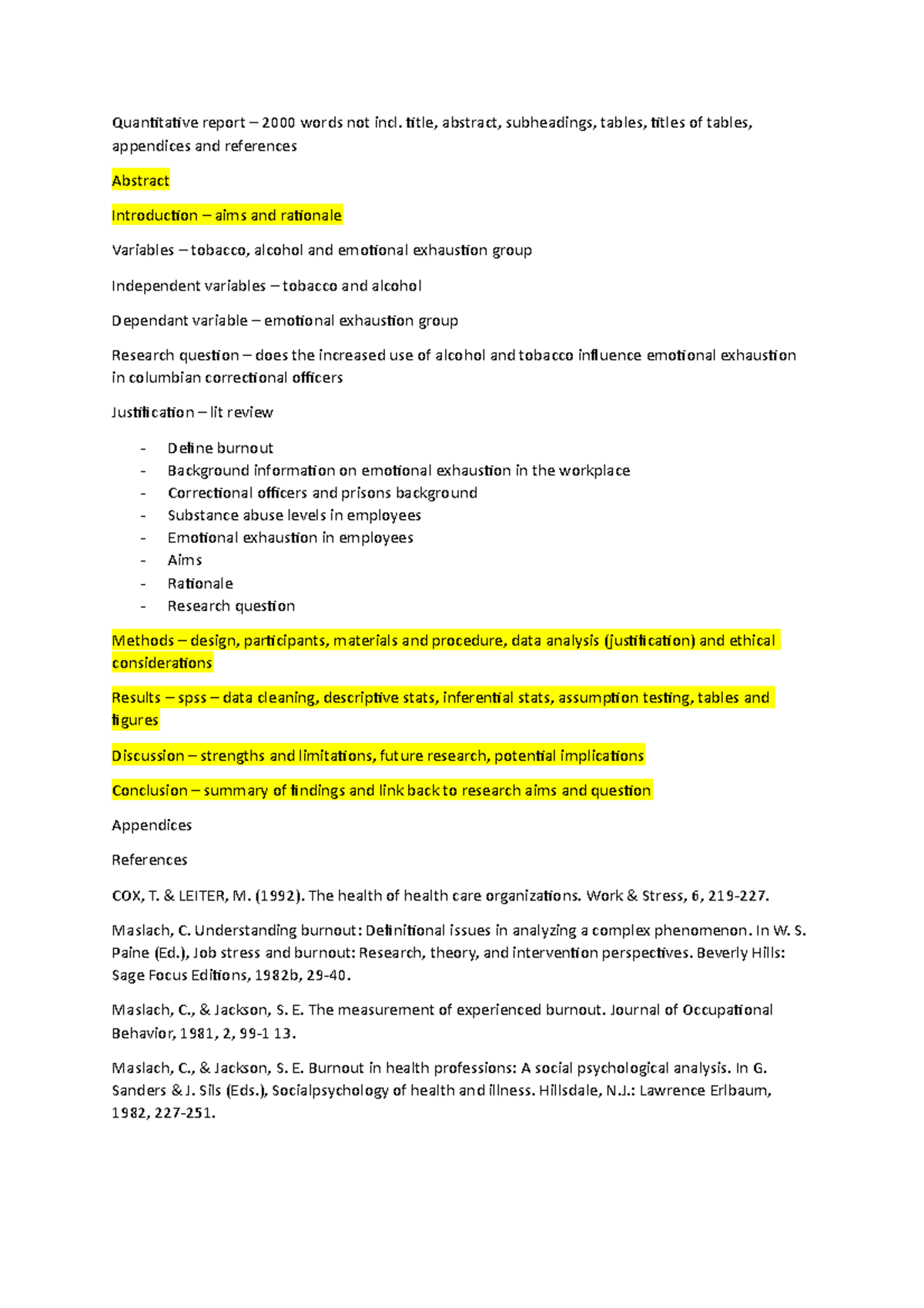 Plan - report plan - Quantitative report – 2000 words not incl. title ...