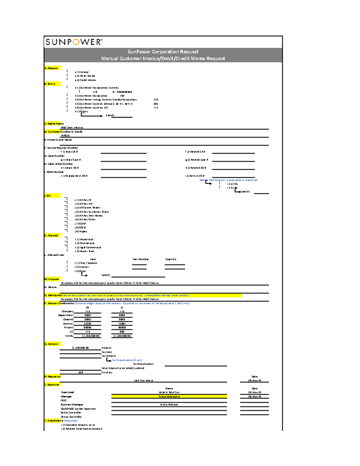 Manual Request FORM Fusion - A. Request a) Invoice a) Debit Memo a ...
