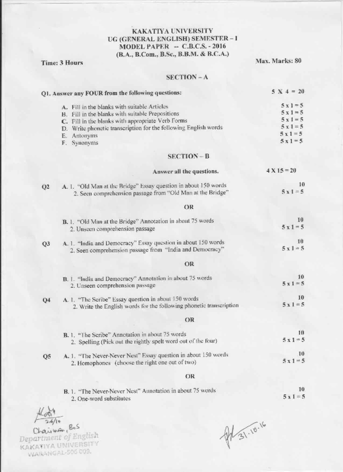 Model Paper English - English literature - Studocu