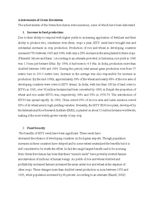Negative Impacts of the Green Revolution - Negative Impacts of the ...