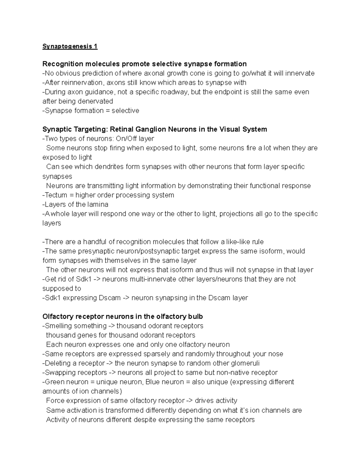BISC 407 Lec. 7 - BISC 407 Lec. 7 - Synaptogenesis 1 Recognition ...