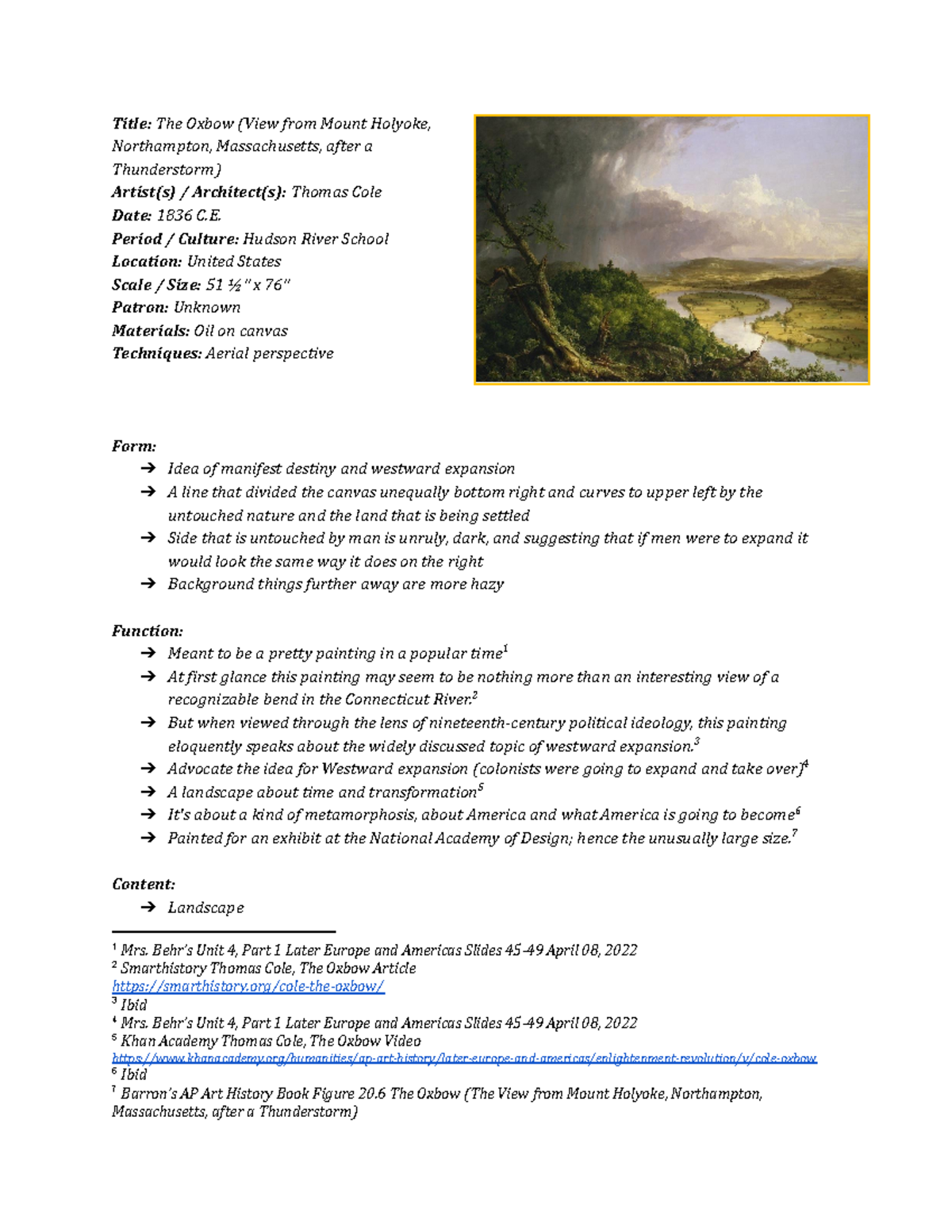 APAH - Study Guide Templates ~ 109-114, 107, 115-118 - Title: The Oxbow ...