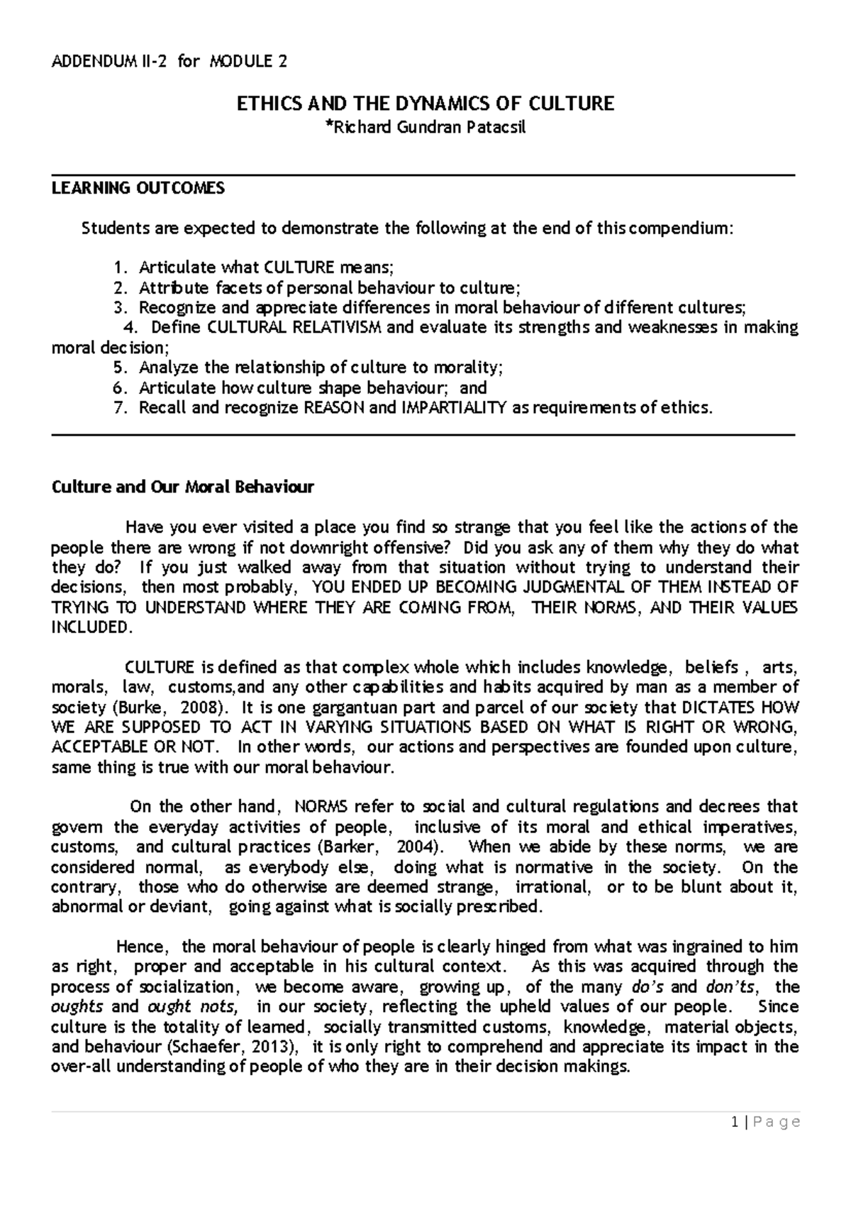 Addendum II-2 - ........... - ADDENDUM II-2 for MODULE 2 ETHICS AND THE ...
