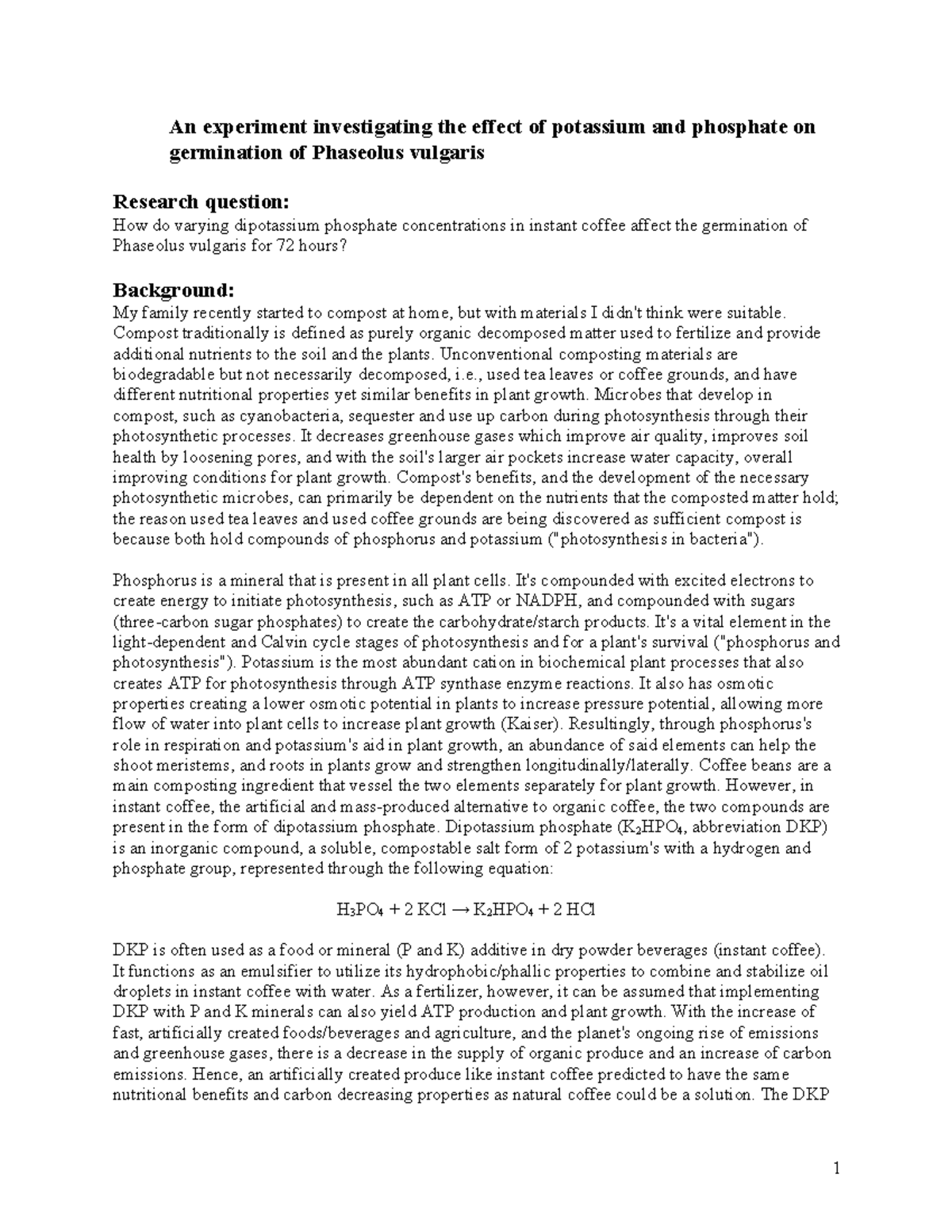bio lab-effect of instant coffee on germination of kidney beans - An ...