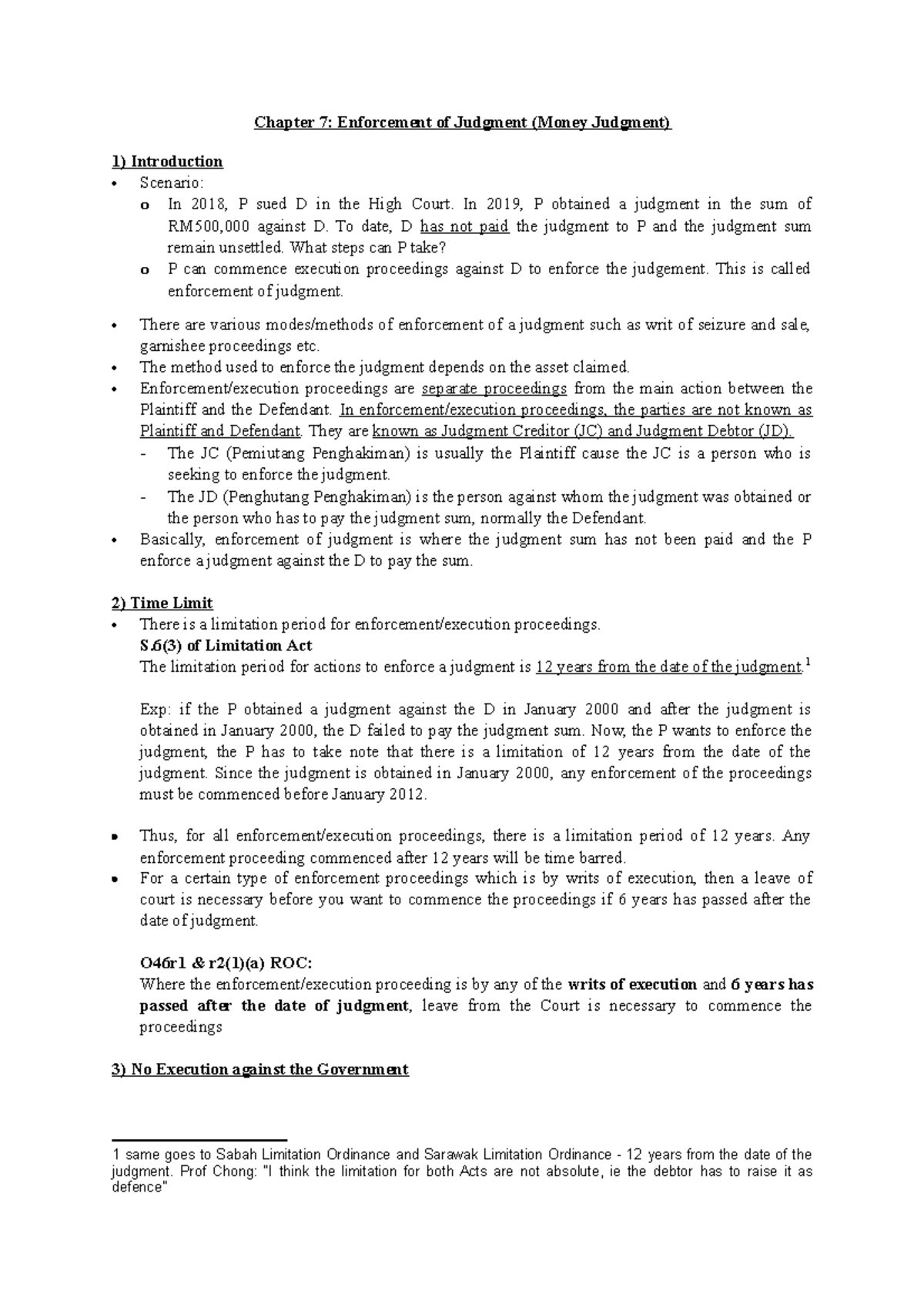 Chapter 7 ENFORCEMENT OF JUDGEMENT (MONEY JUDGEMENT) - Chapter 7 ...