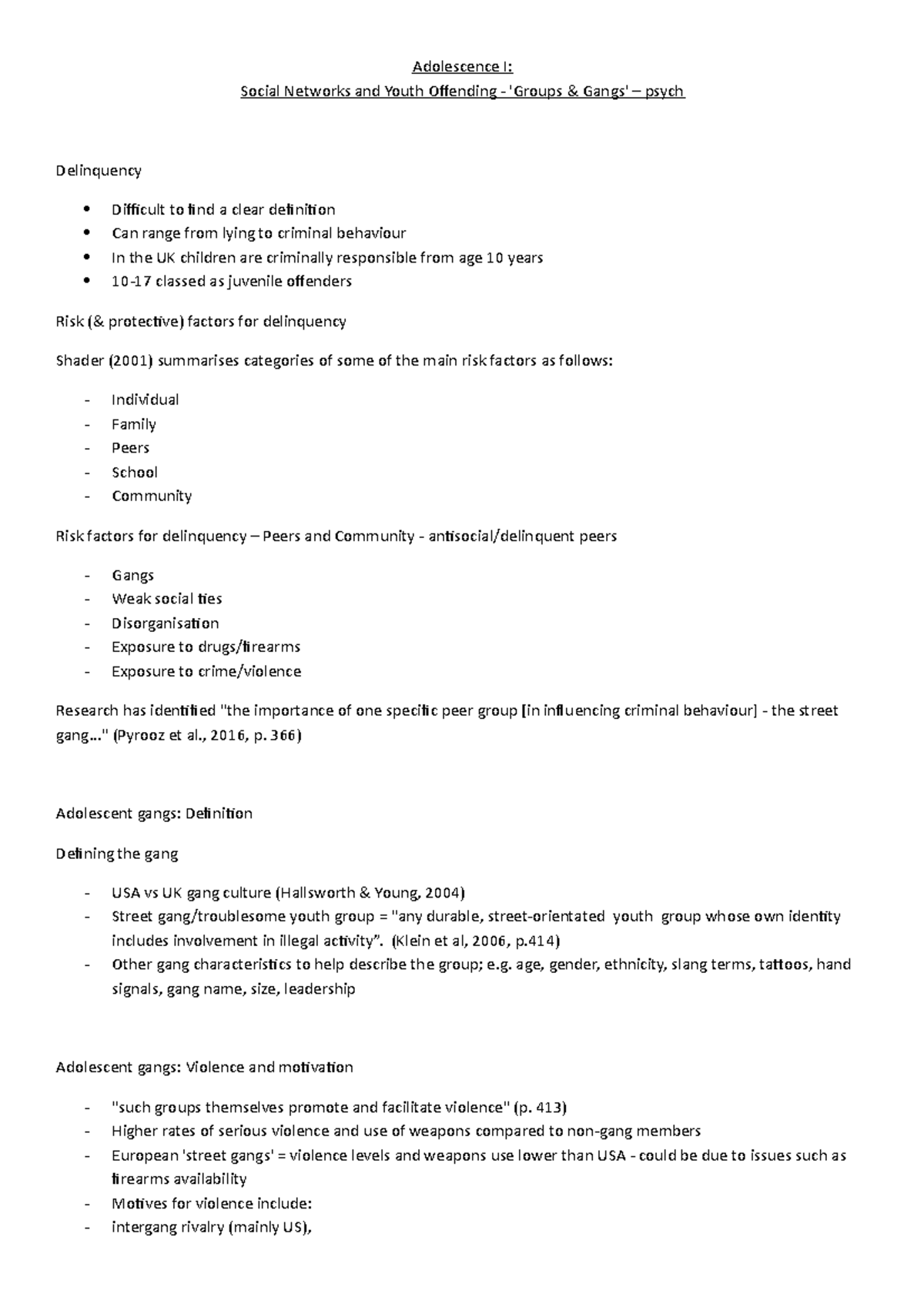 Social Networks and Youth Offending - 'Groups & Gangs' – psych ...