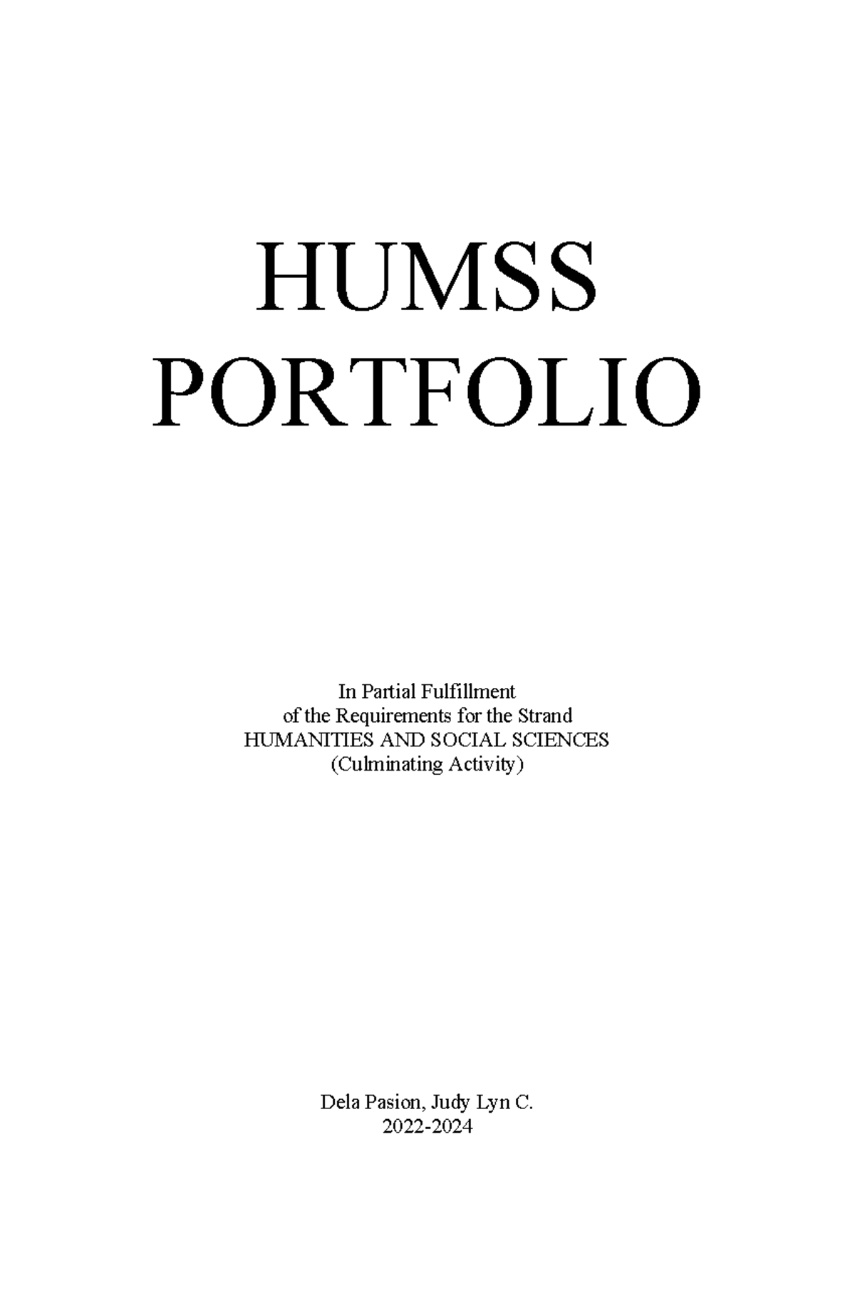 Culminating-Activity- Portfolio - HUMSS PORTFOLIO In Partial ...