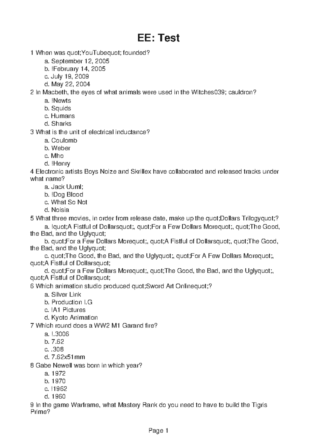 EE192-Essay-1 - EE192 - EE: Test 1 When was quot;YouTubequot; founded ...