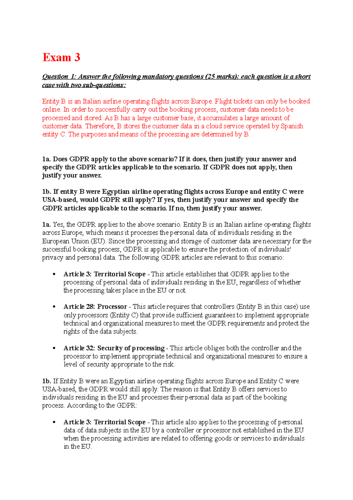 Exam 3 - eksamensmodell - Exam 3 Question 1: Answer the following ...