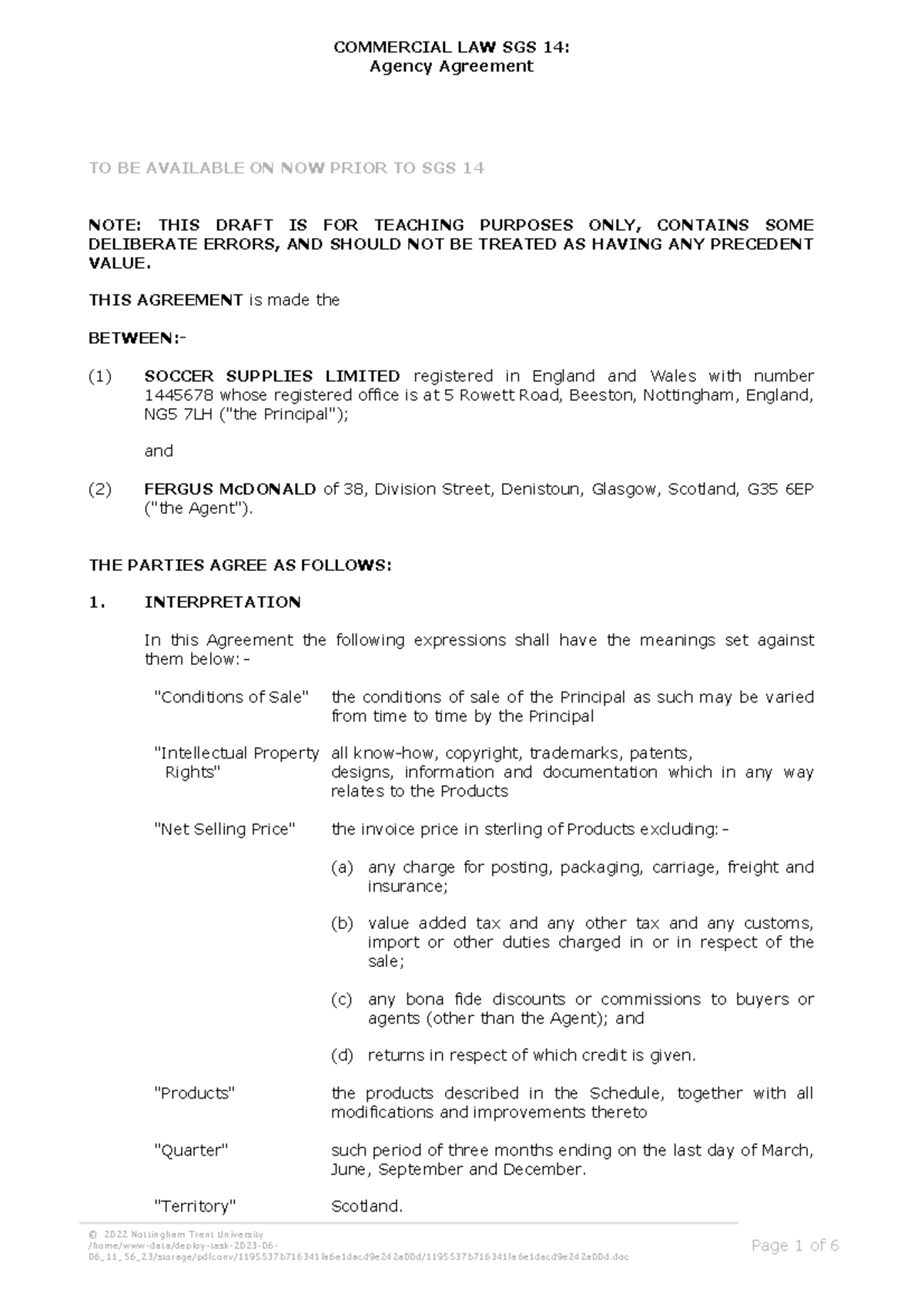CMM SGS 14 Agency agreement - Agency Agreement TO BE AVAILABLE ON NOW ...