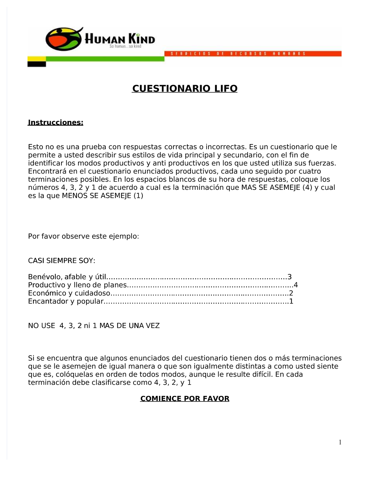 Lifo-preguntas - RESPUESTAS LIFO - CUESTIONARIO LIFOCUESTIONARIO LIFO ...