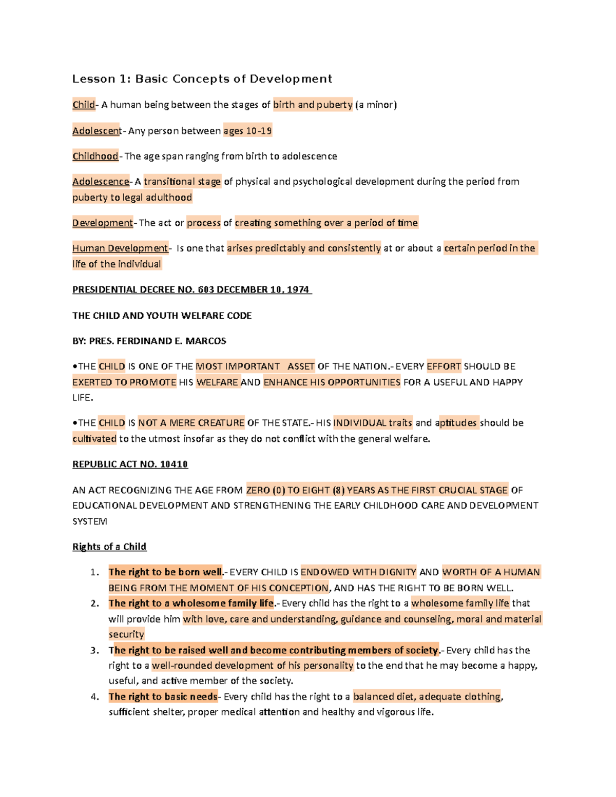 PED 101 Midterm Lessons - Lesson 1: Basic Concepts of Development Child ...