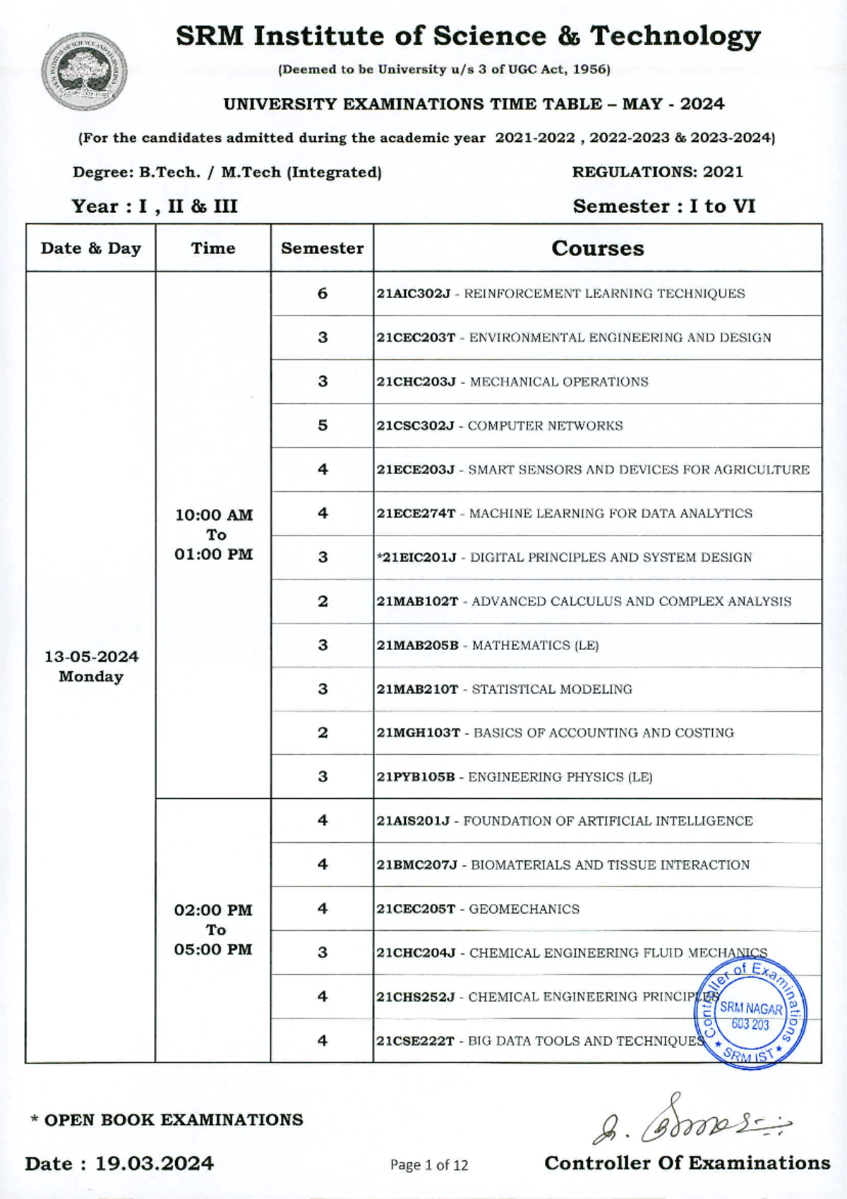 Btech mtech int 2021 regul may 2024 - Cyber Security - Studocu