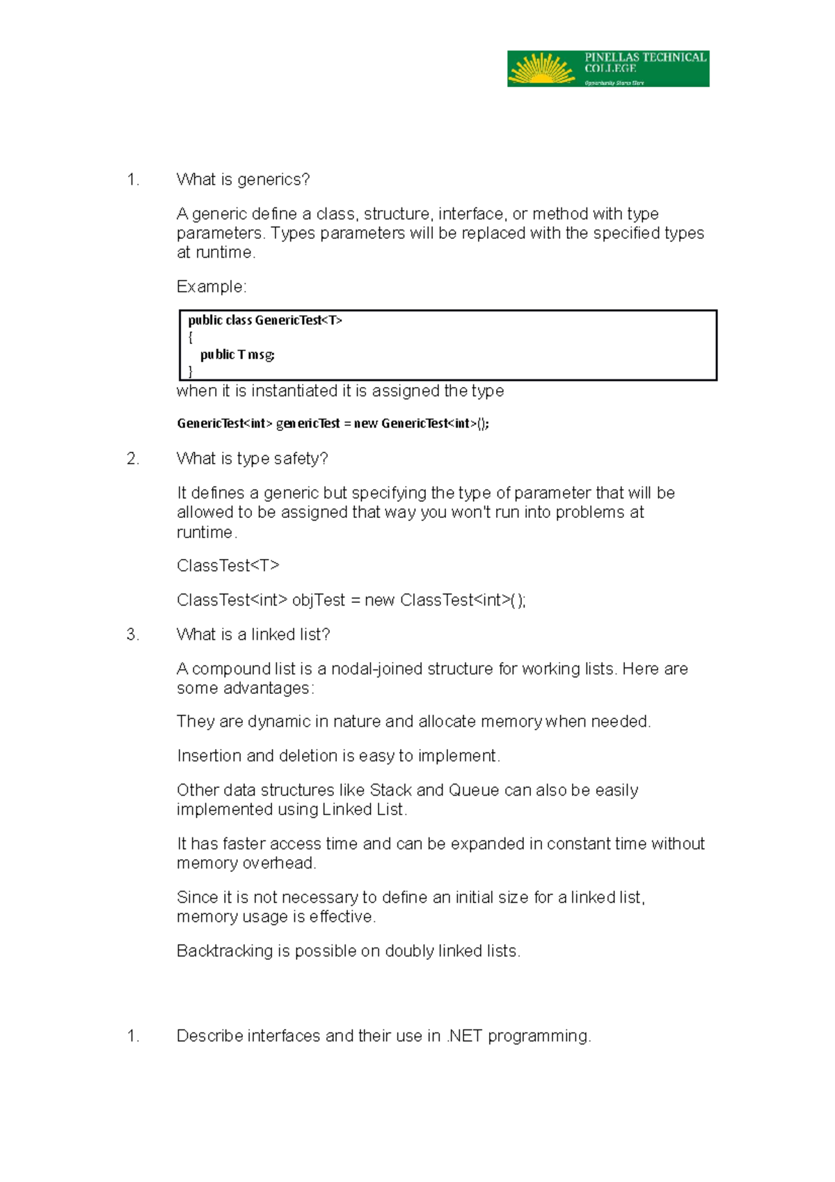 Chapter 6 - Engineering Technology - What is generics? A generic define ...