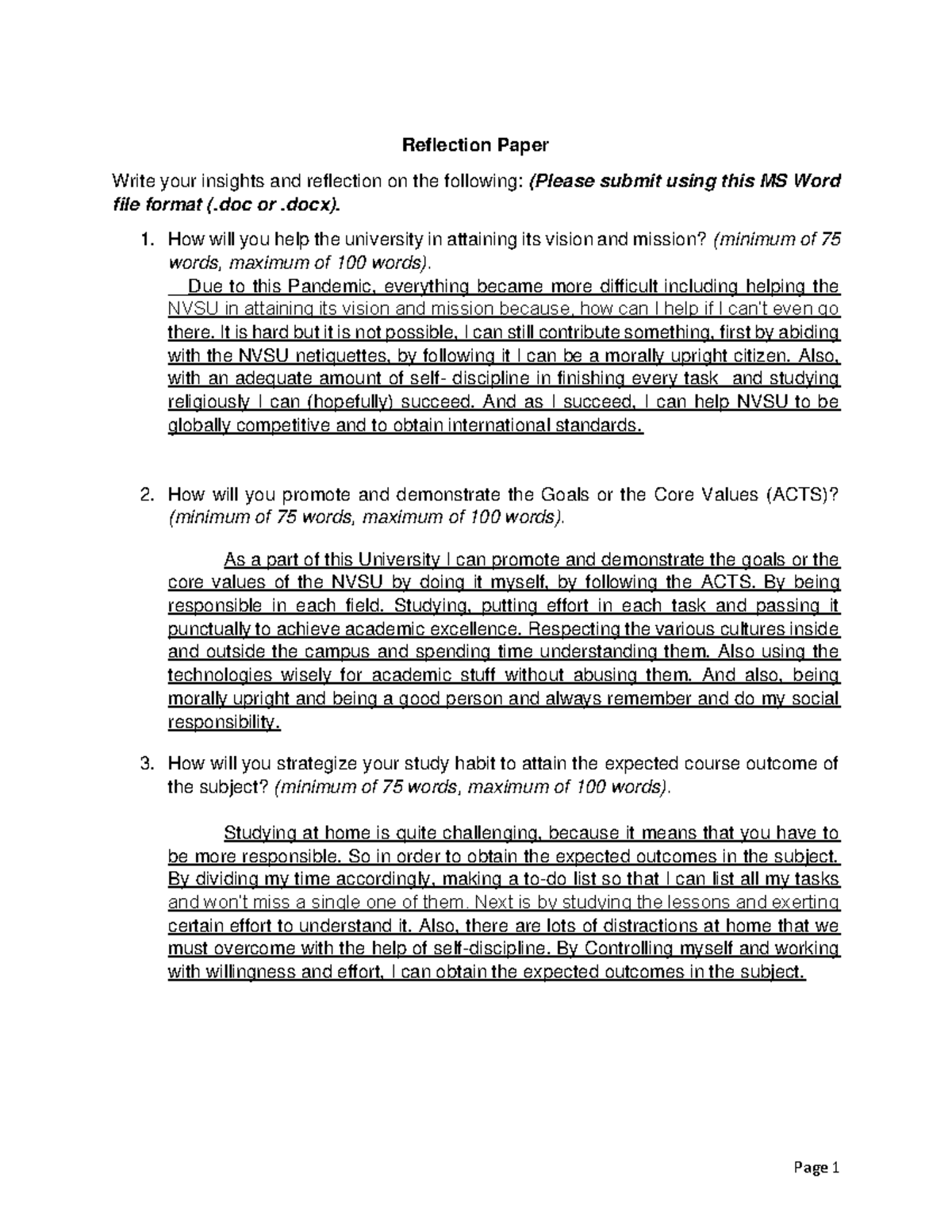Reflection Paper - earth and ecosystem - Page 1 Reflection Paper Write ...