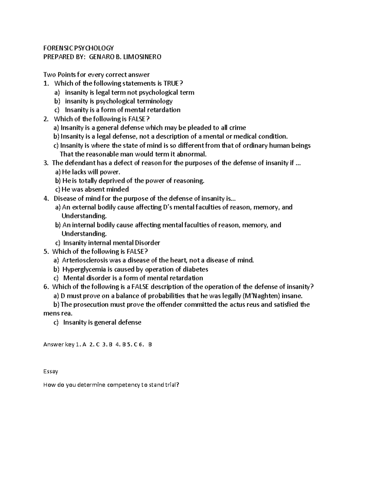 Module on 13th week in Forensic Psychology - FORENSIC PSYCHOLOGY ...