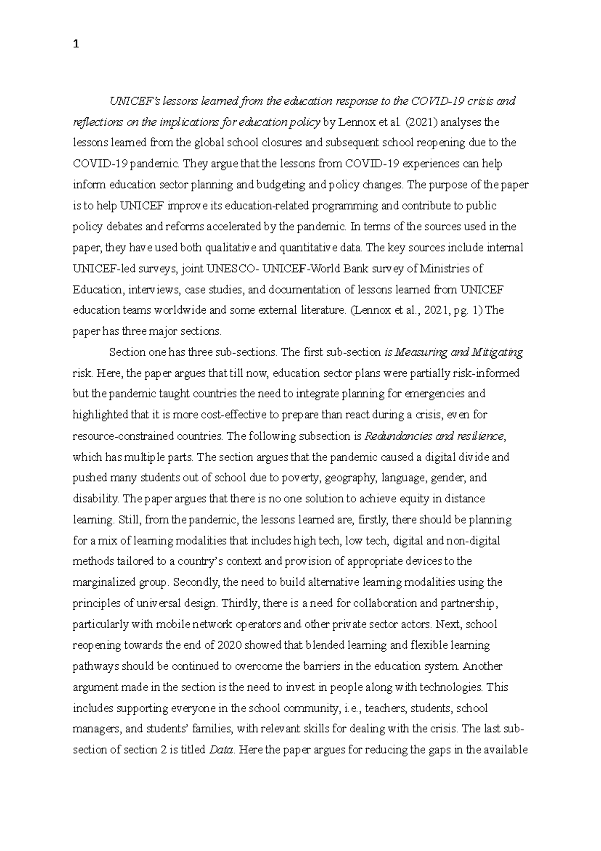 History of education - UNICEF’s lessons learned from the education ...