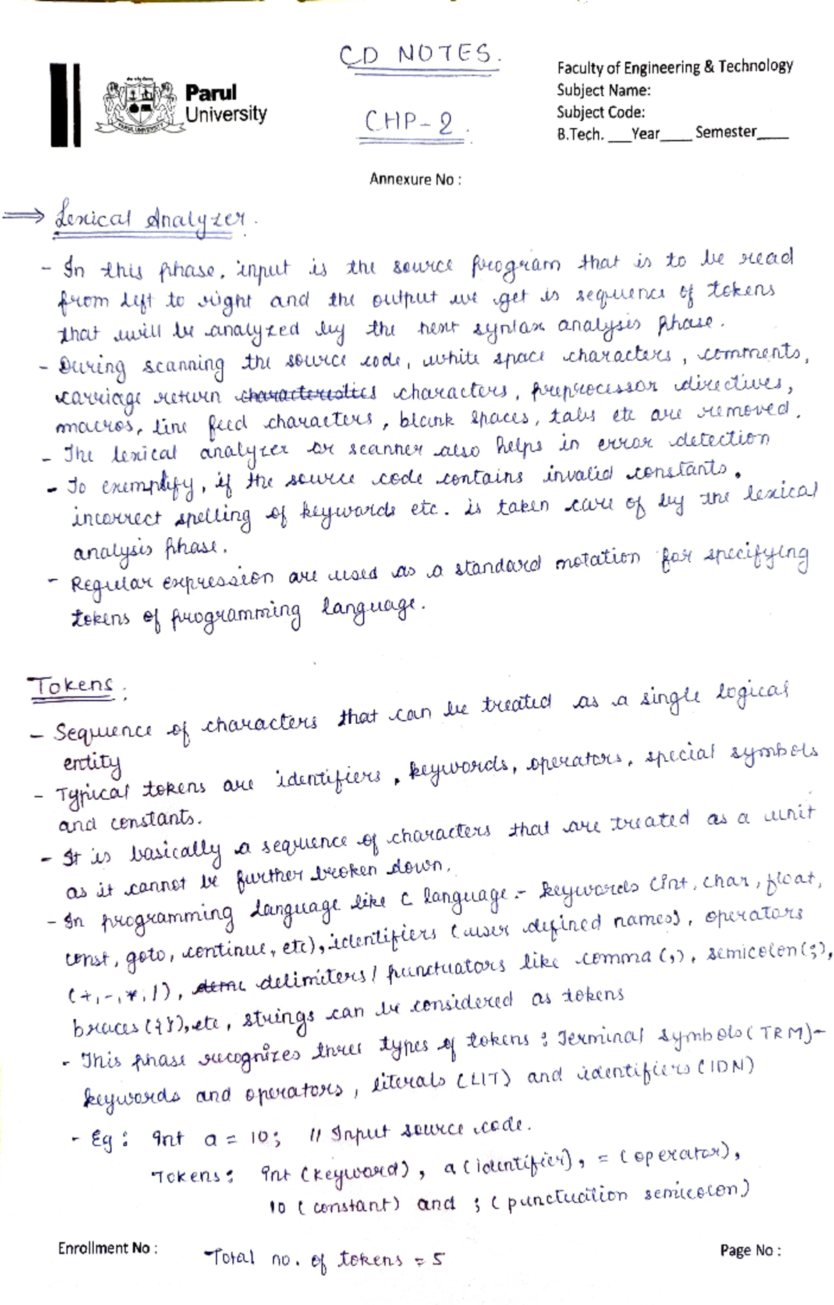 CD Theory Notes CHP 2,3 - T o lce.{ . Parul ""-!!f!ll!'~ university (HP ...