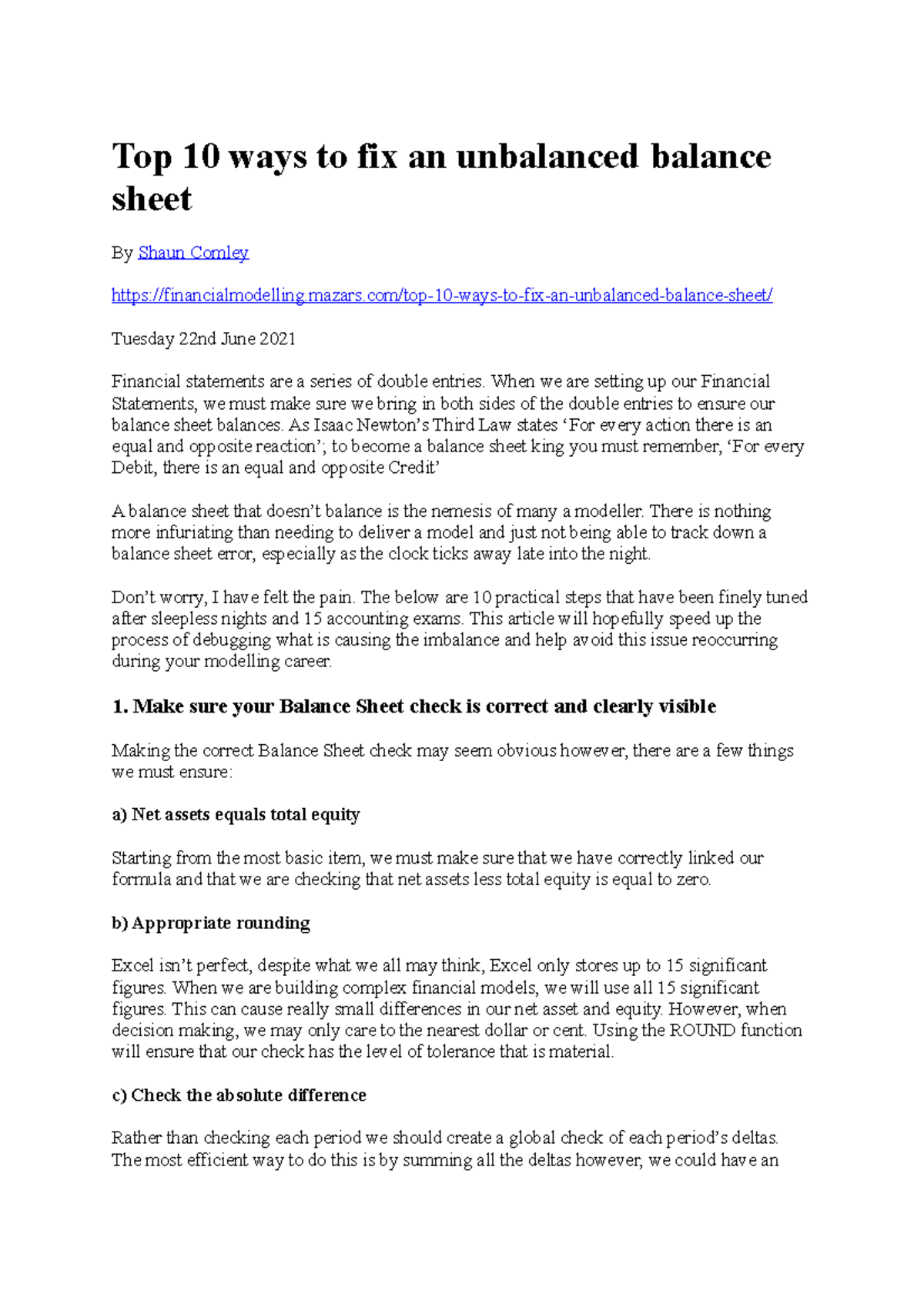 Top 10 ways to fix an unbalanced balance sheet - - Studocu