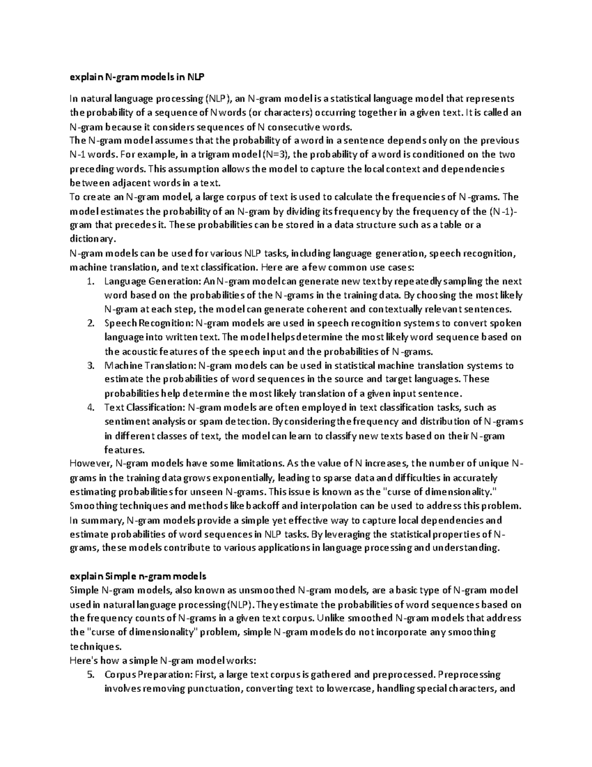 Unit 3 LM NLP - wrf - explain N-gram models in NLP In natural language ...