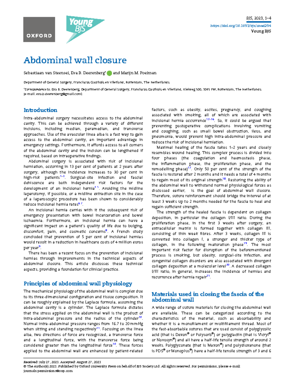 37713648 - Abdominal wall closure Sebastiaan van Steensel, Eva B ...