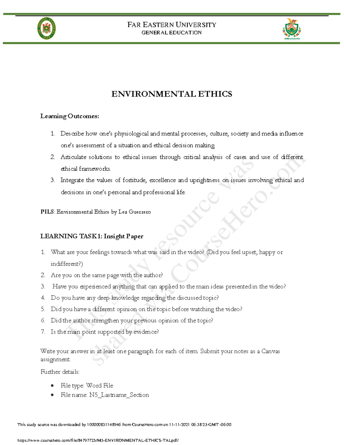 M5 Environmental Ethics TAL - Research Methods - Studocu