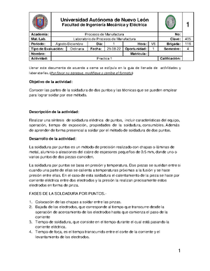 Practica 4 procesos de manufactura - PRACTICA 4 Soldadura de gas 26 DE ABRIL DE 2024 MAURICIO ...