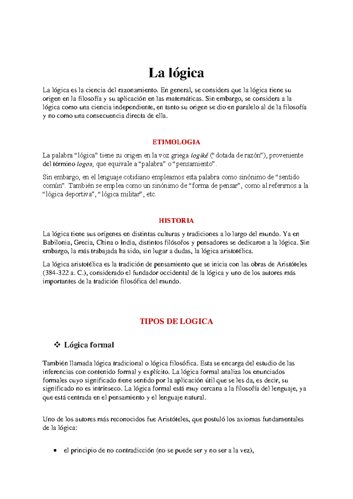 La lógica - Trabajo parcial - La lógica La lógica es la ciencia del ...