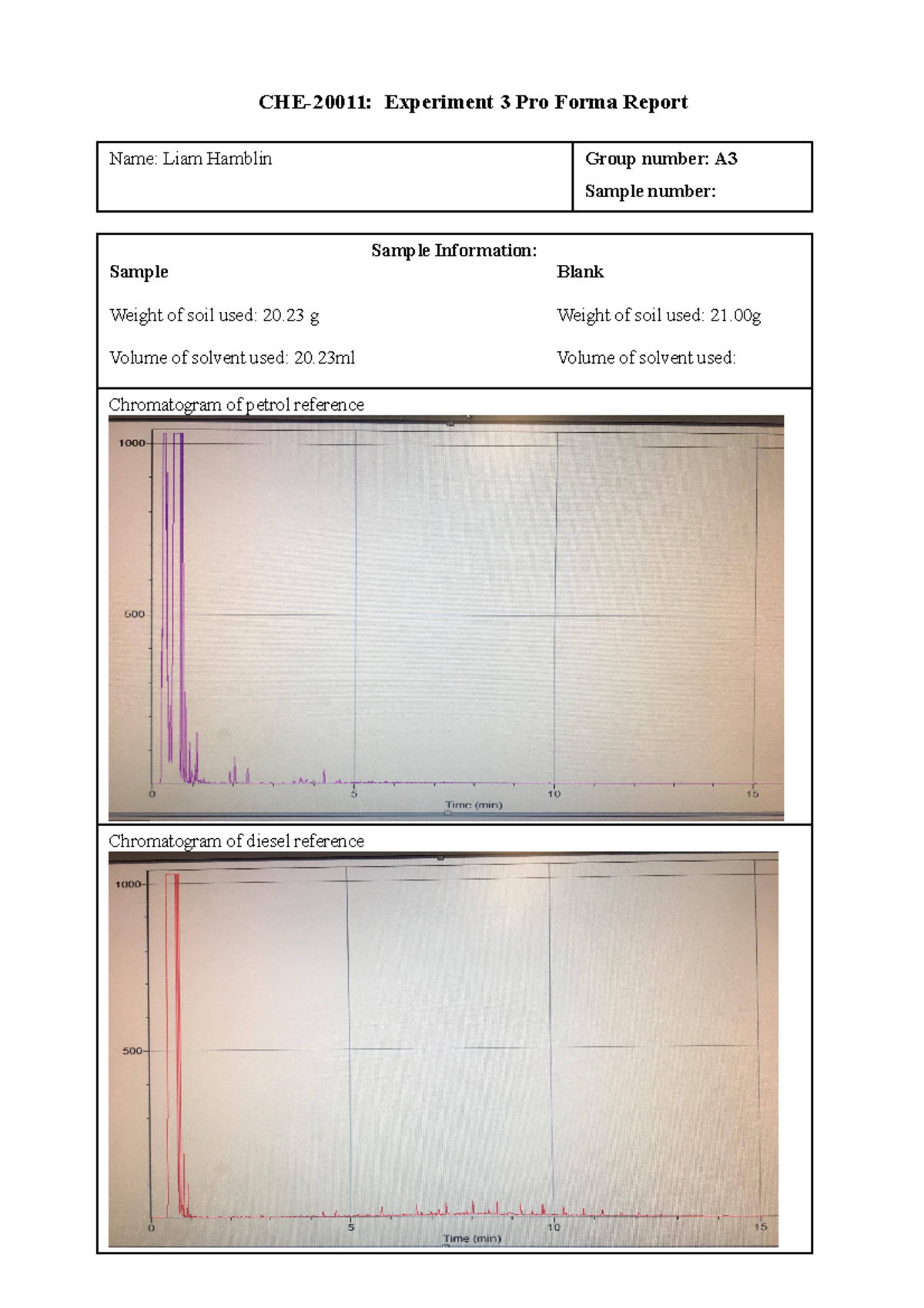 Proforma Exp 3 - CHE-20011 - CHE-20011: Experiment 3 Pro Forma Report ...