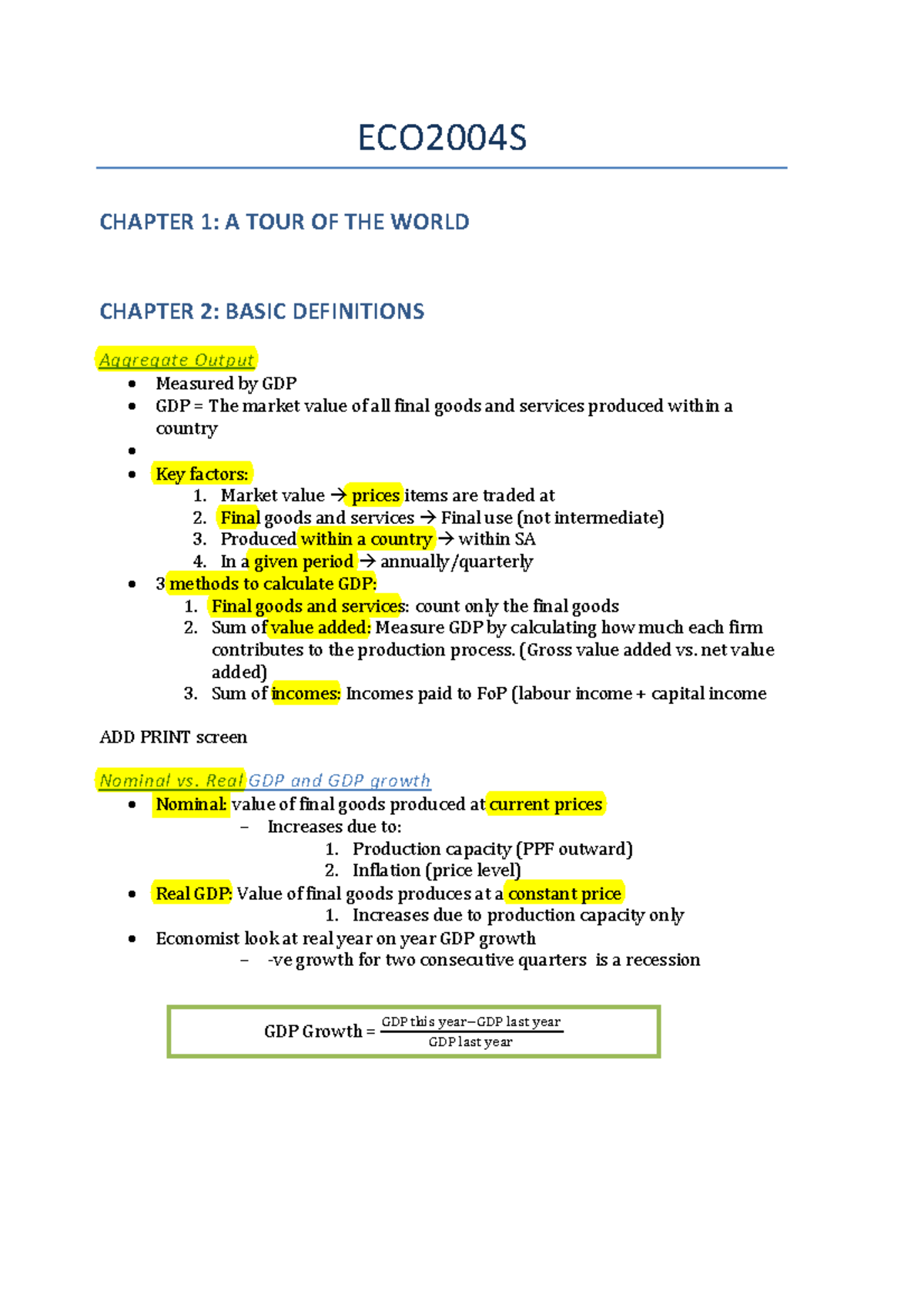 Summary+Notes - Summary Macroeconomics II - ECO2004S CHAPTER 1: A TOUR ...