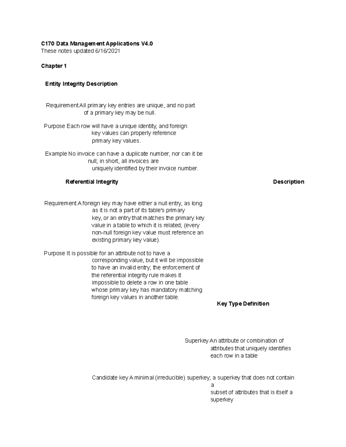 C170 Chapter Summaries, Charts, Glossaries - C170 Data Management ...