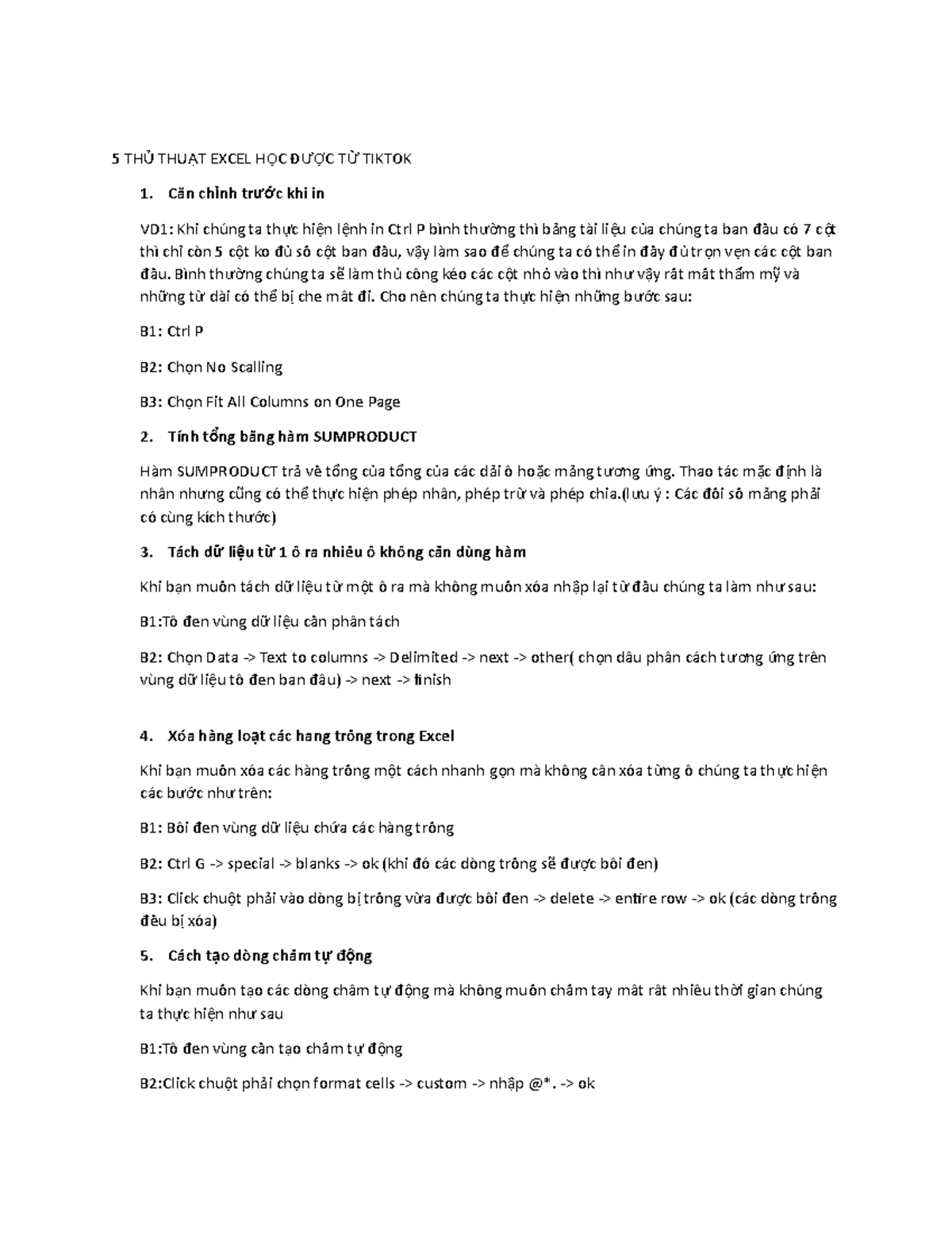 5 THỦ THUẬT Excel HỌC ĐƯỢC TỪ Tiktok - 5 TH THU T EXCEL H C Đ C T TIKTOKỦẬỌƯỢỪ 1. Căn ch nh tr c ...