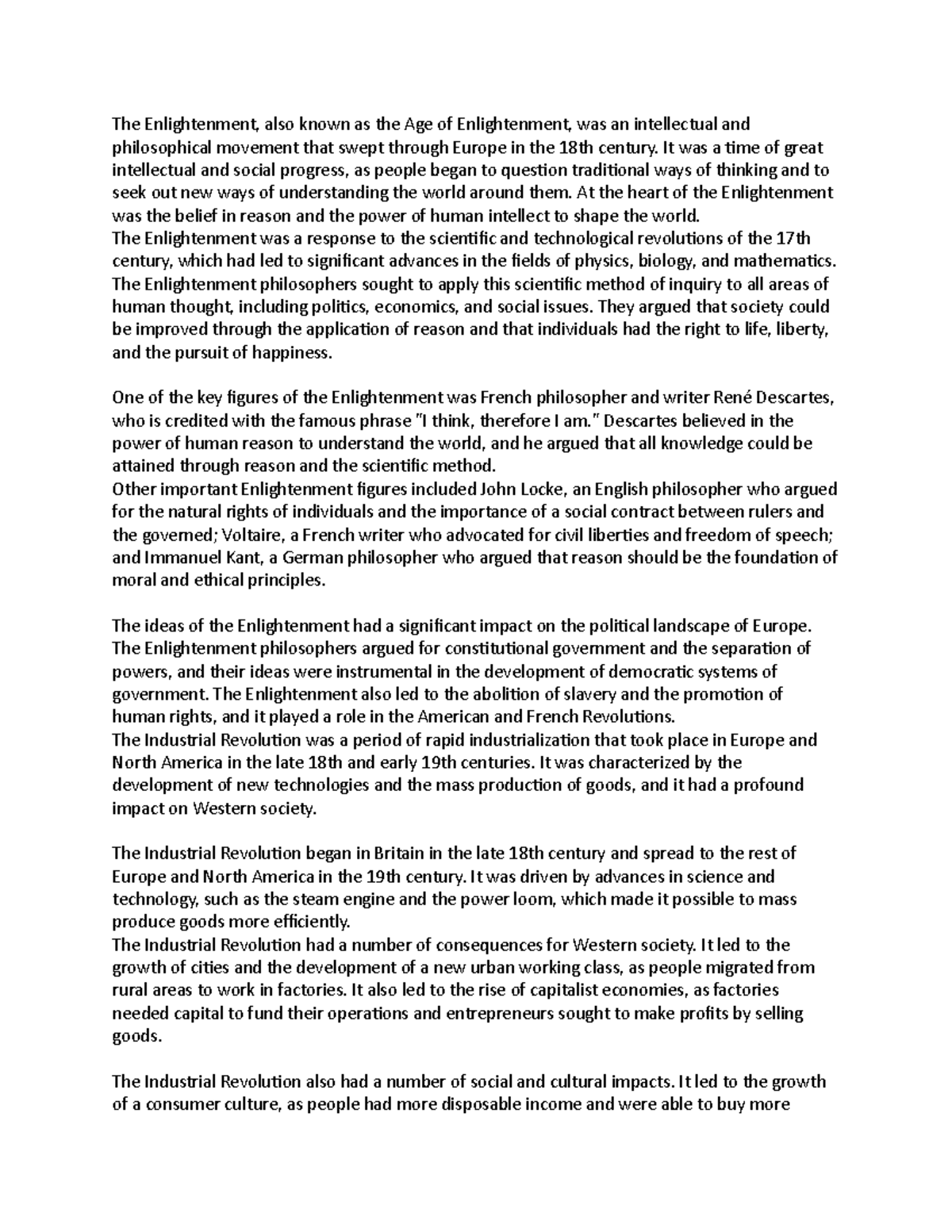 The Enlightenment and the Industrial Revolution - The Enlightenment ...