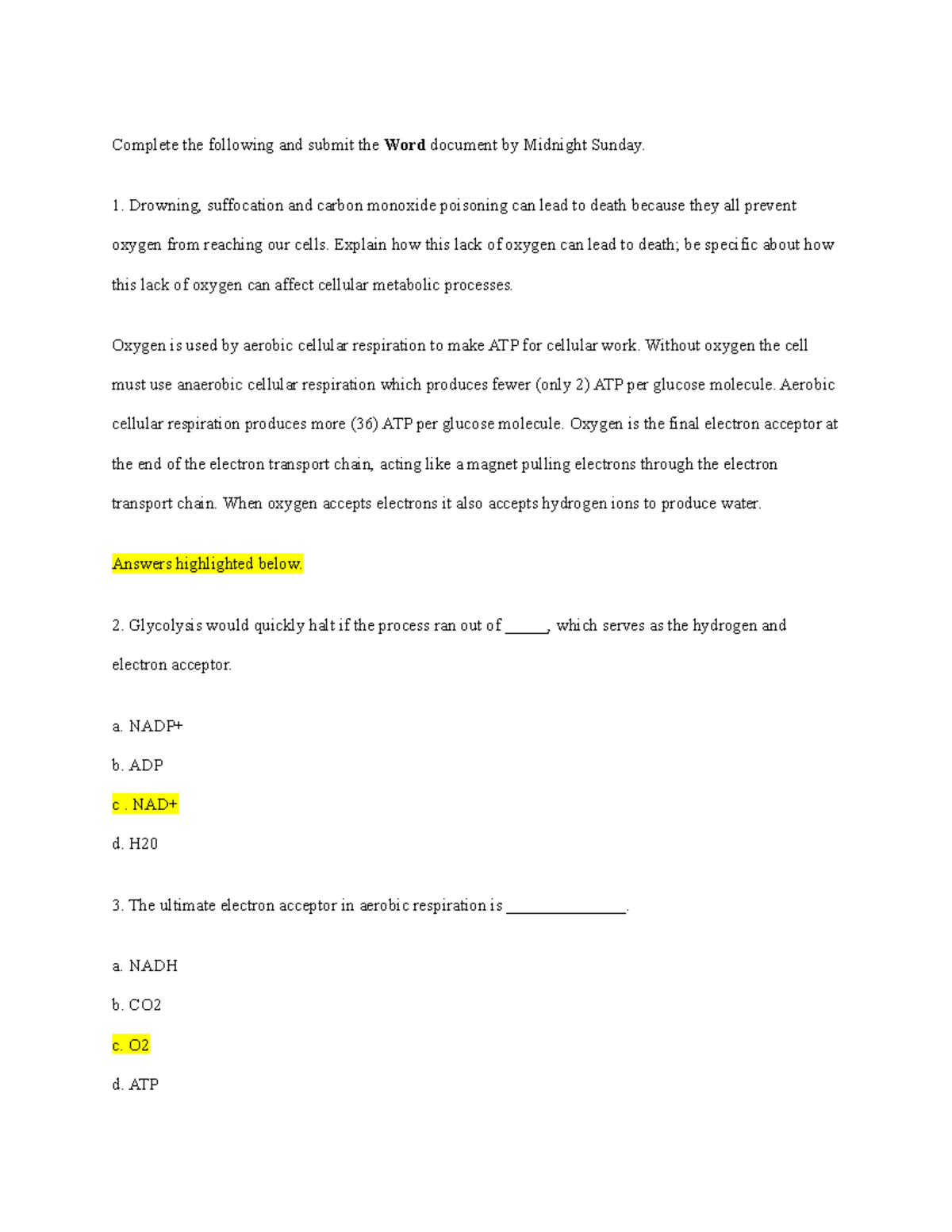 Homework Week 2 - Complete the following and submit the Word document ...