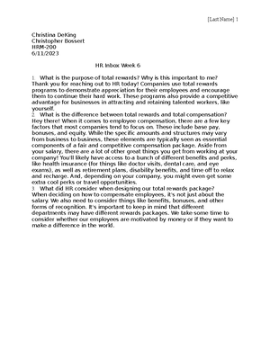 HRM 200 Project One part two Speaker Notes - According to Fechter (2023 ...