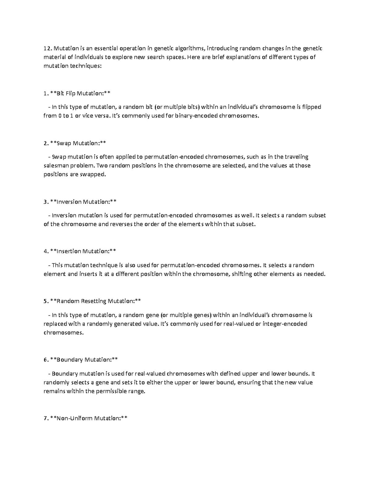 GA Assignment - cascsa - Mutation is an essential operation in genetic ...