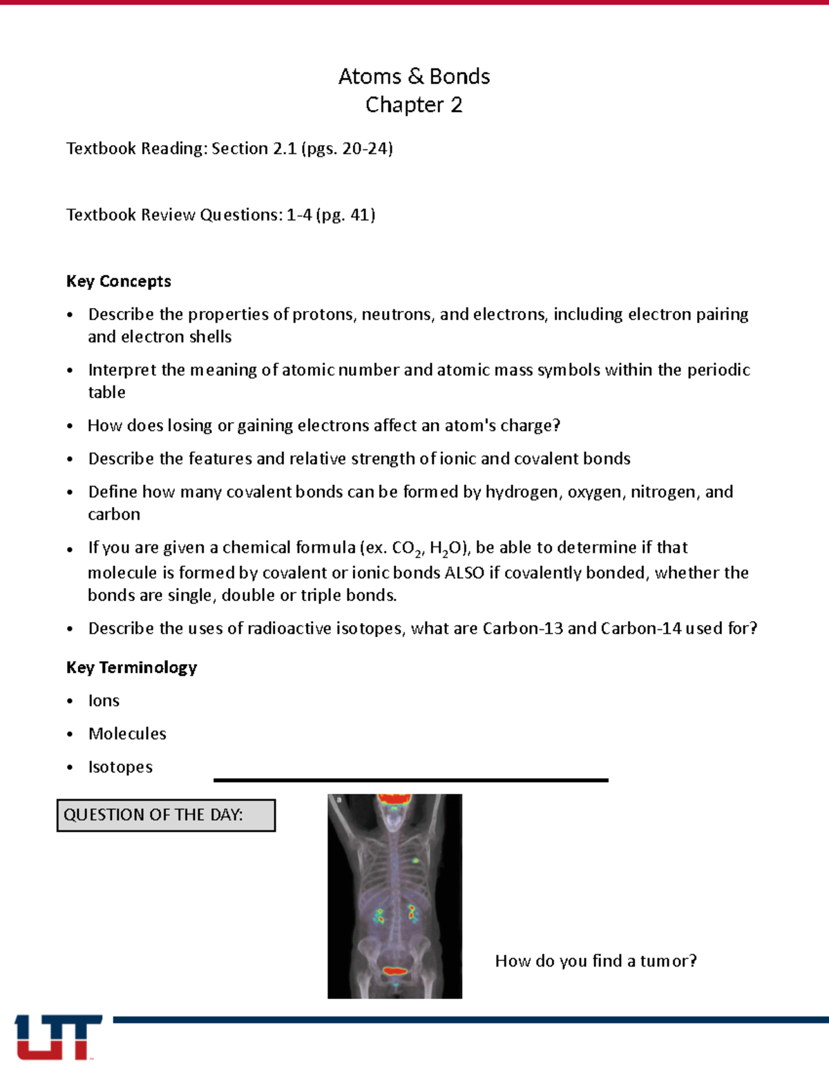 (2) Atoms and Bonds - Ch 2 Notes - Atoms & Bonds Chapter 2 QUESTION OF ...