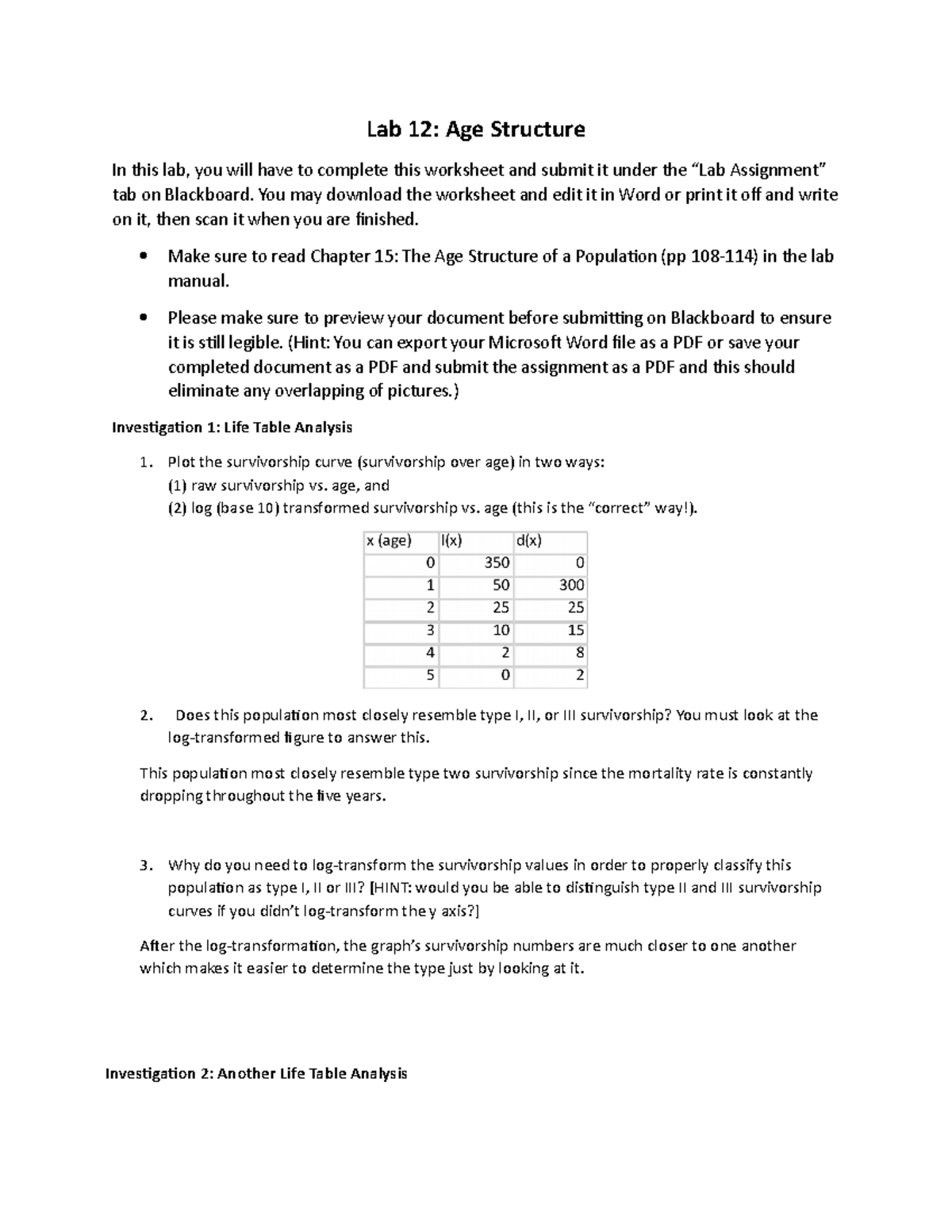 Lab 12 Age Structure (Worksheet) - Lab 12: Age Structure In this lab ...