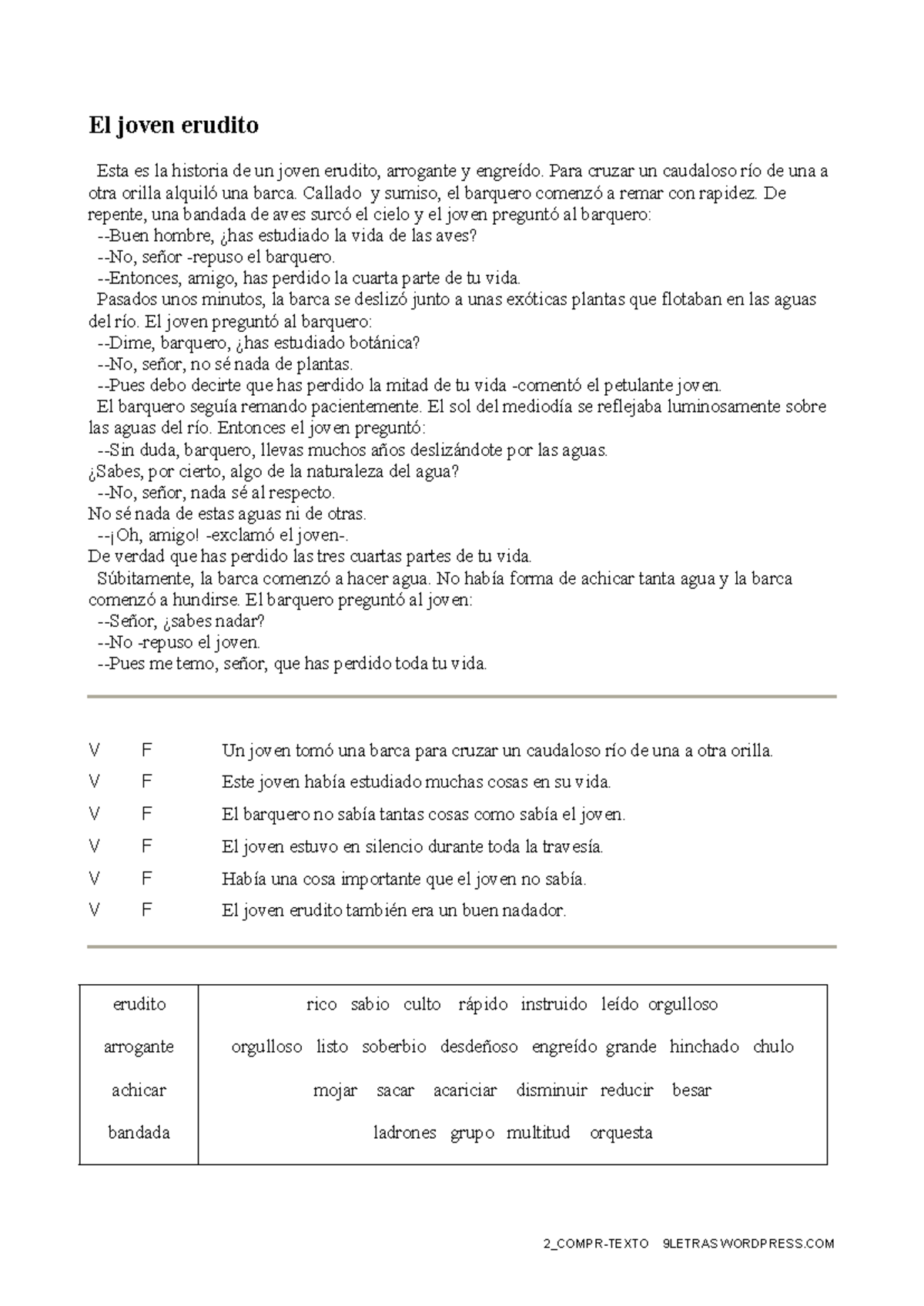 2 compr-texto - lectura - El joven erudito Esta es la historia de un ...