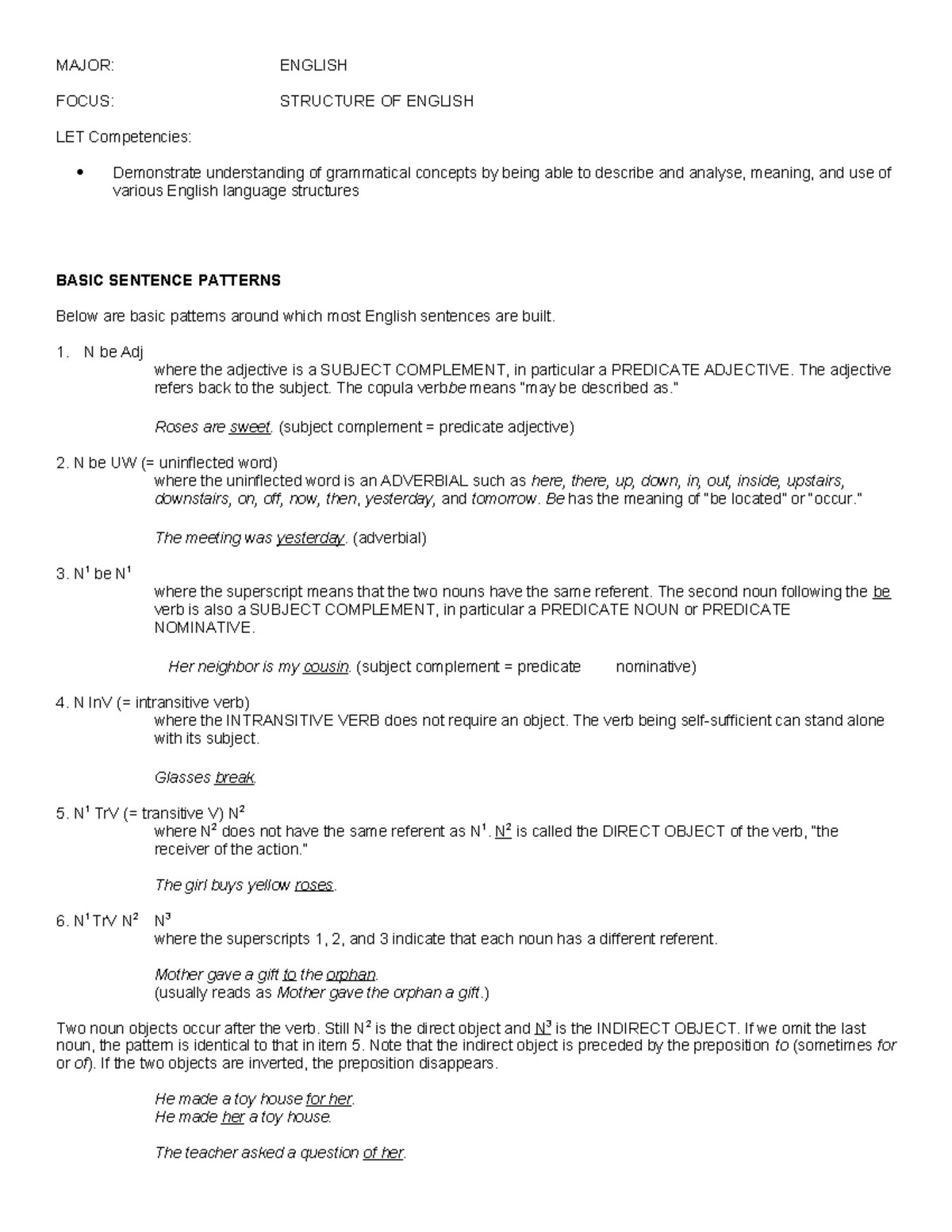 structure of english.docx - MAJOR: ENGLISH FOCUS: STRUCTURE OF ENGLISH ...
