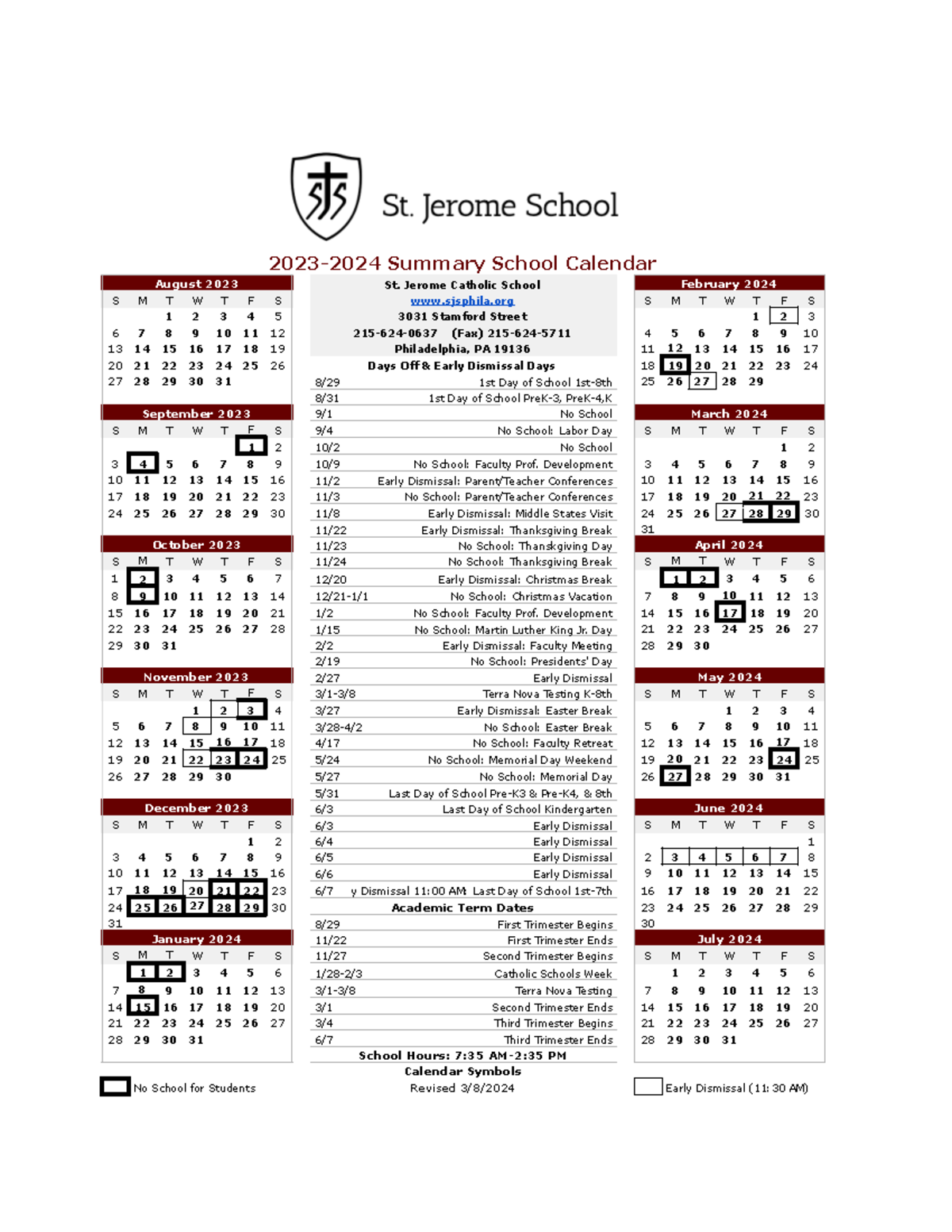 2023-2024 Summary Calendar Rev 20240308 - 2023-2024 Summary School ...