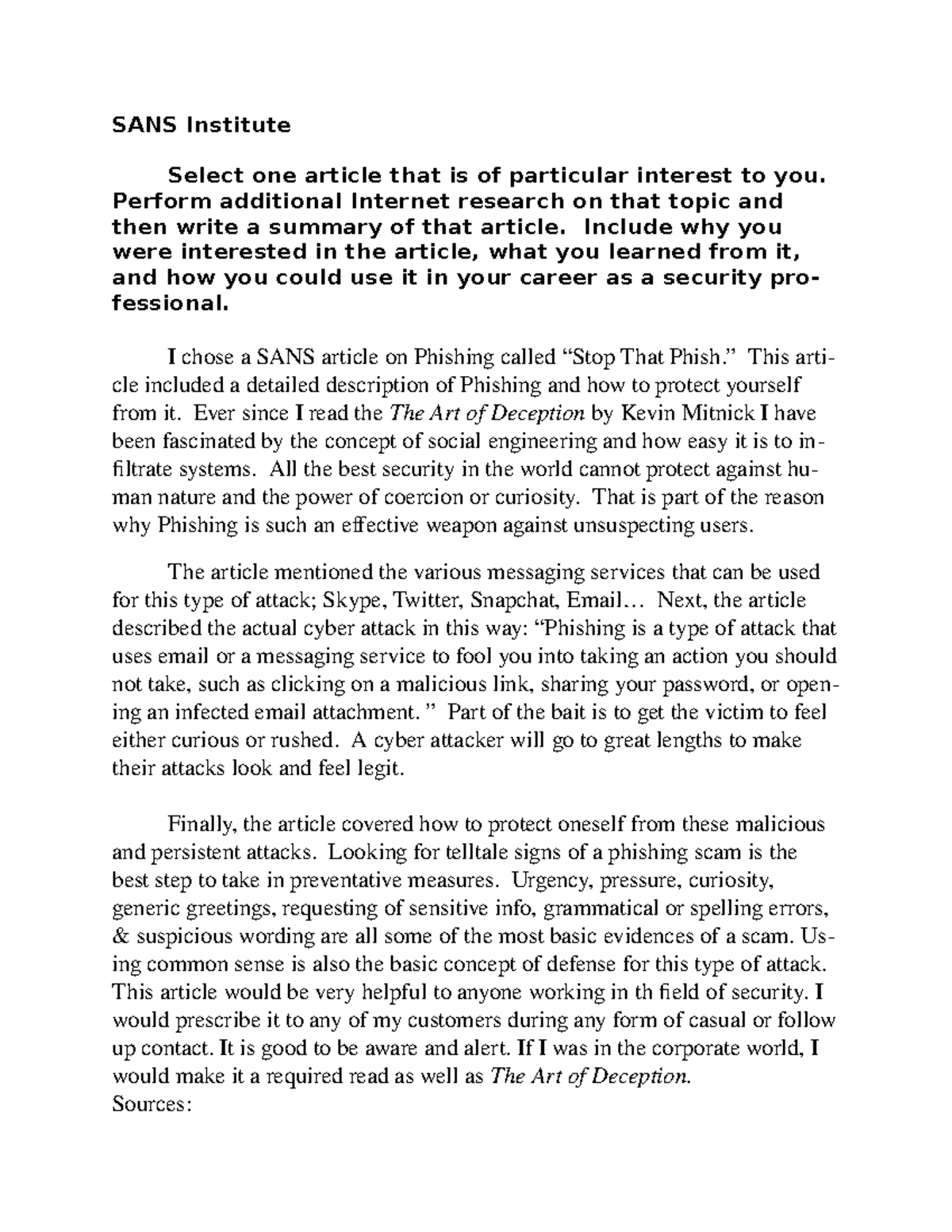 SANS Institute essay - SANS Institute Select one article that is of ...