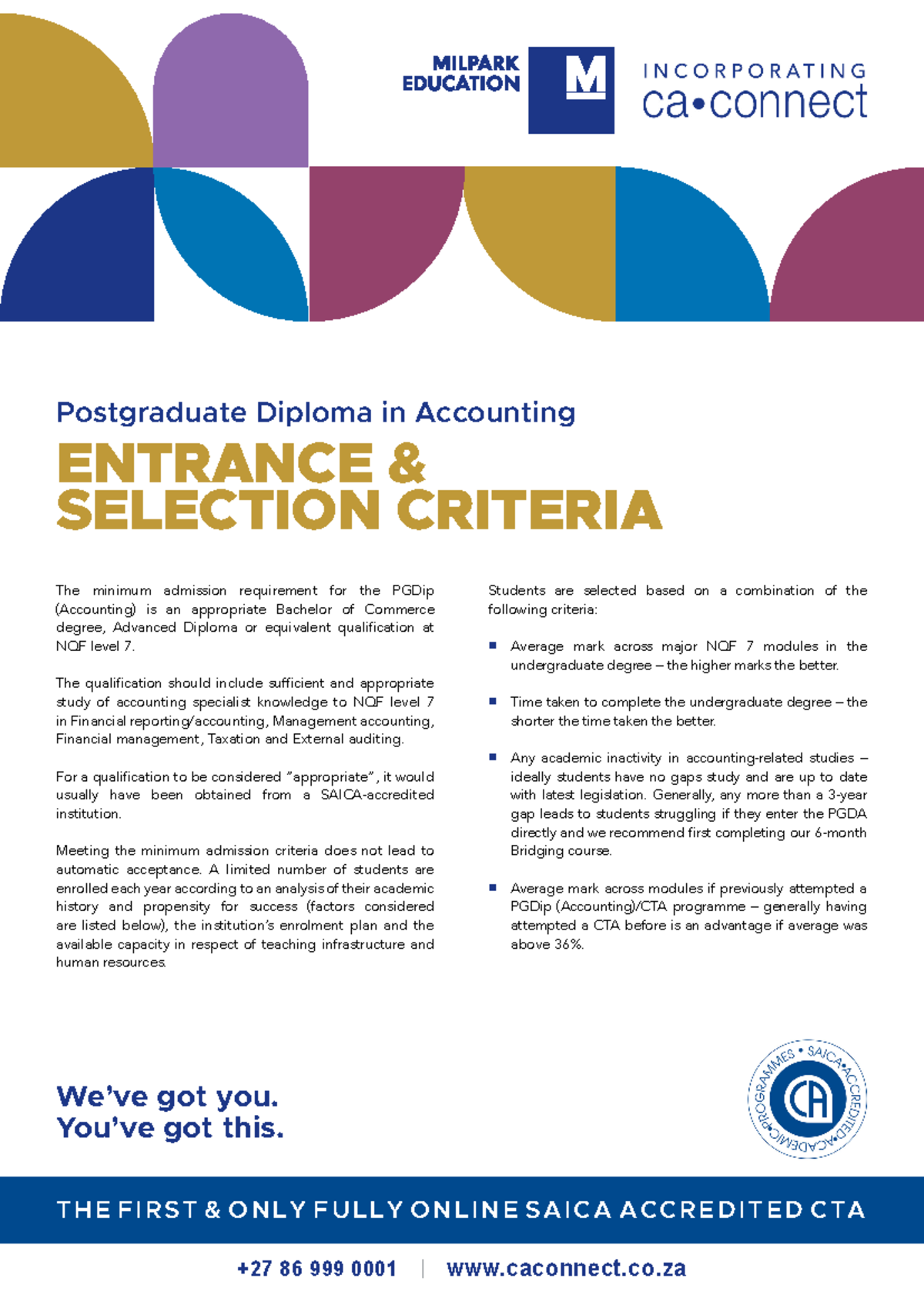 PGDip-Acc Entrance Criteria - We’ve got you. You’ve got this. T H E F I ...